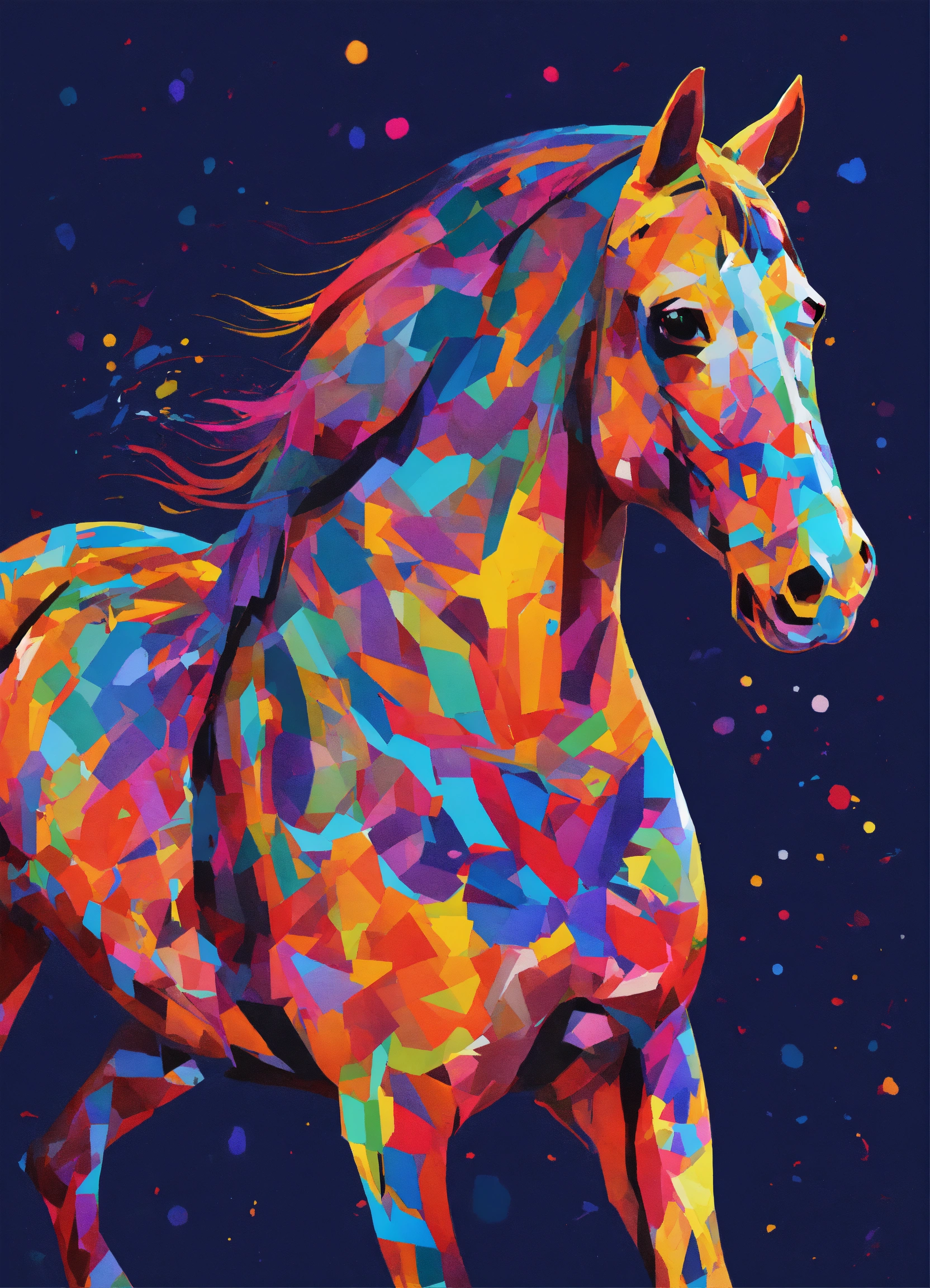 Lexica - A dada graphic design painting with bright colors of a horse ...