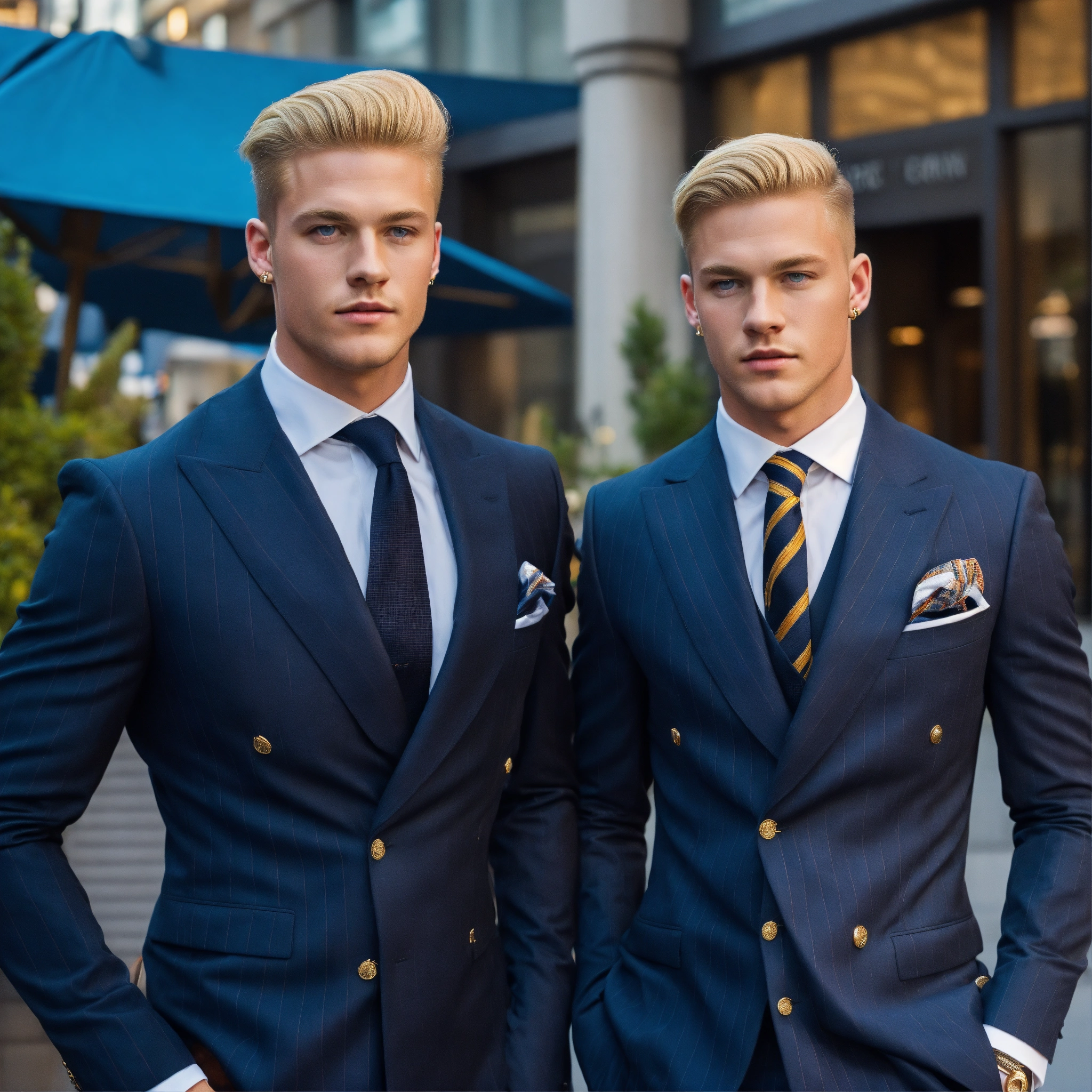 Lexica - Two young muscled german gentlemen, in navy pinstripe vested ...