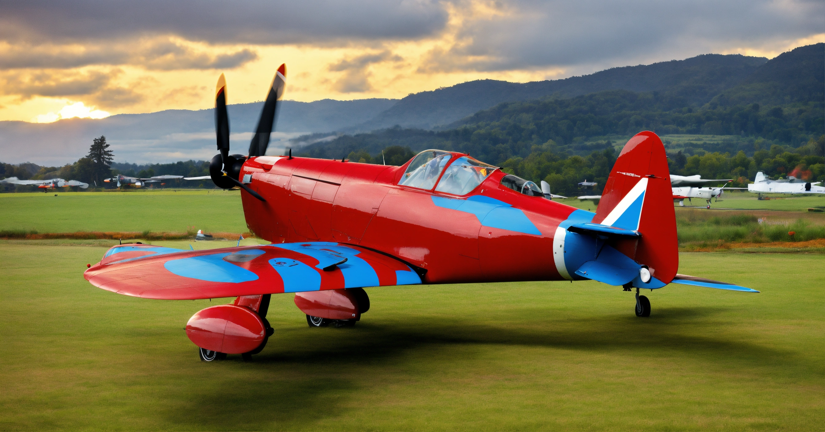 Lexica - Red propeller-driven war aircraft