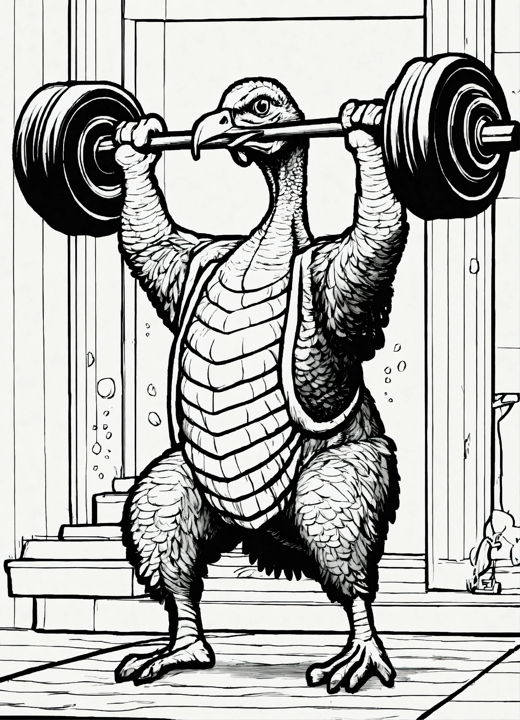 Lexica - Full body Turkey lifting weights over head and sweating ...