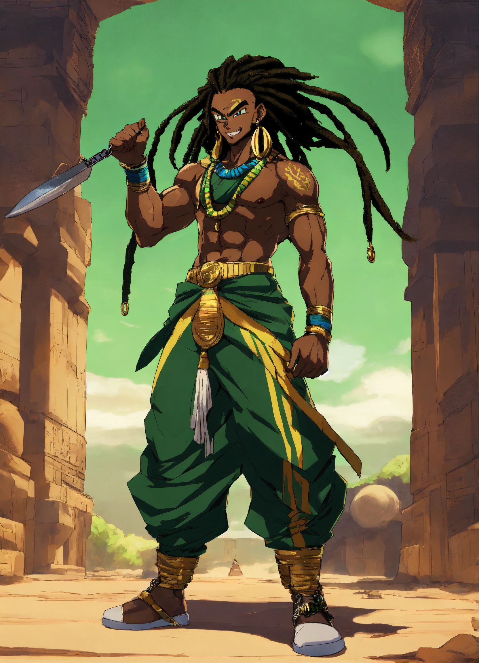 Lexica - African dragon ball z anime styled character, athletic build ...