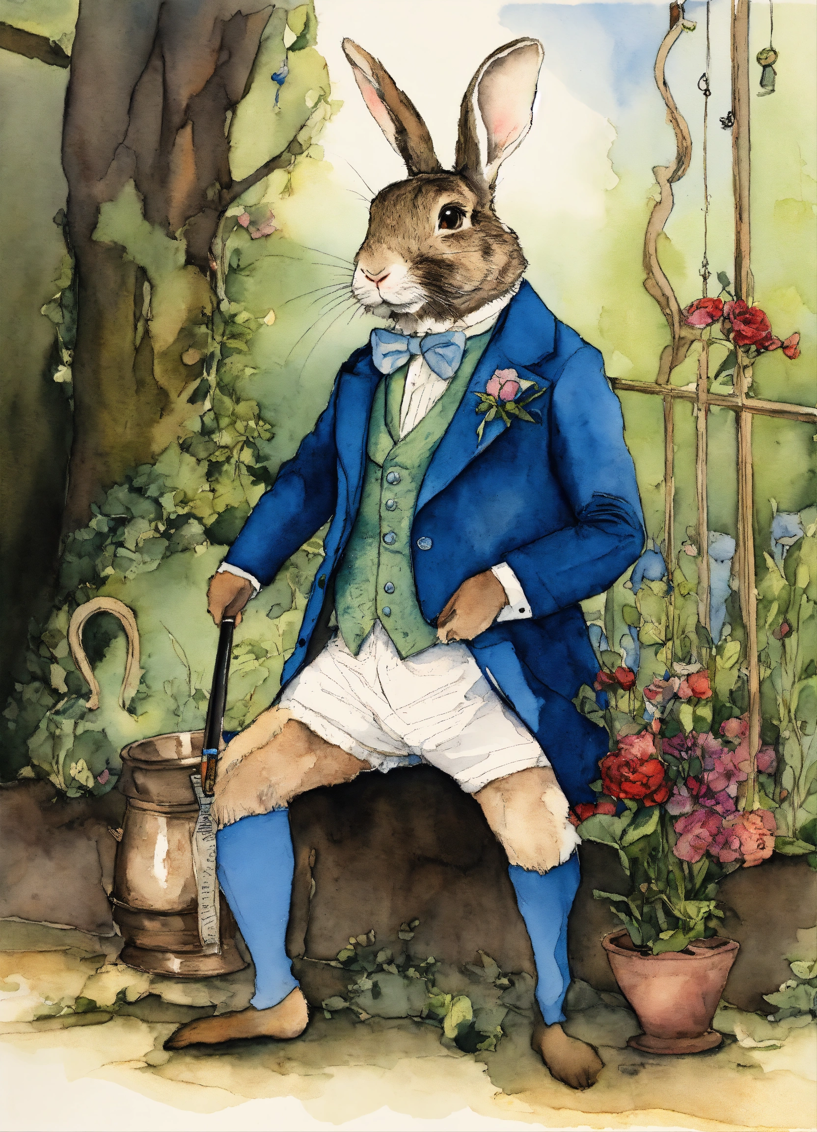 Lexica - A well dressed Rabbit in the style of Lewis Carroll. Pen and ...