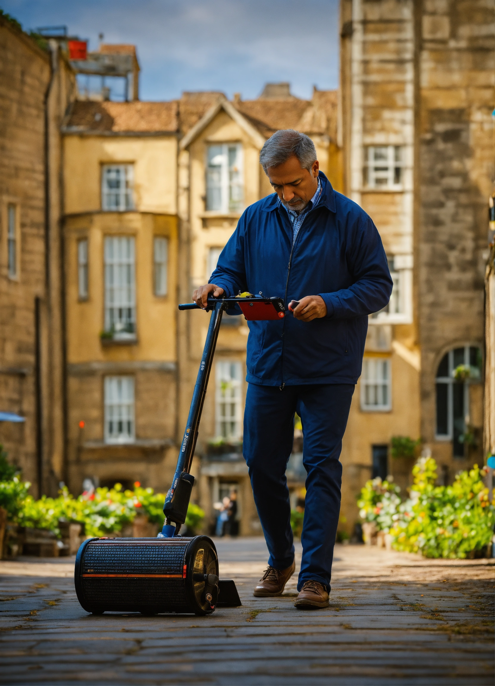 Lexica - A man trying to start scotter