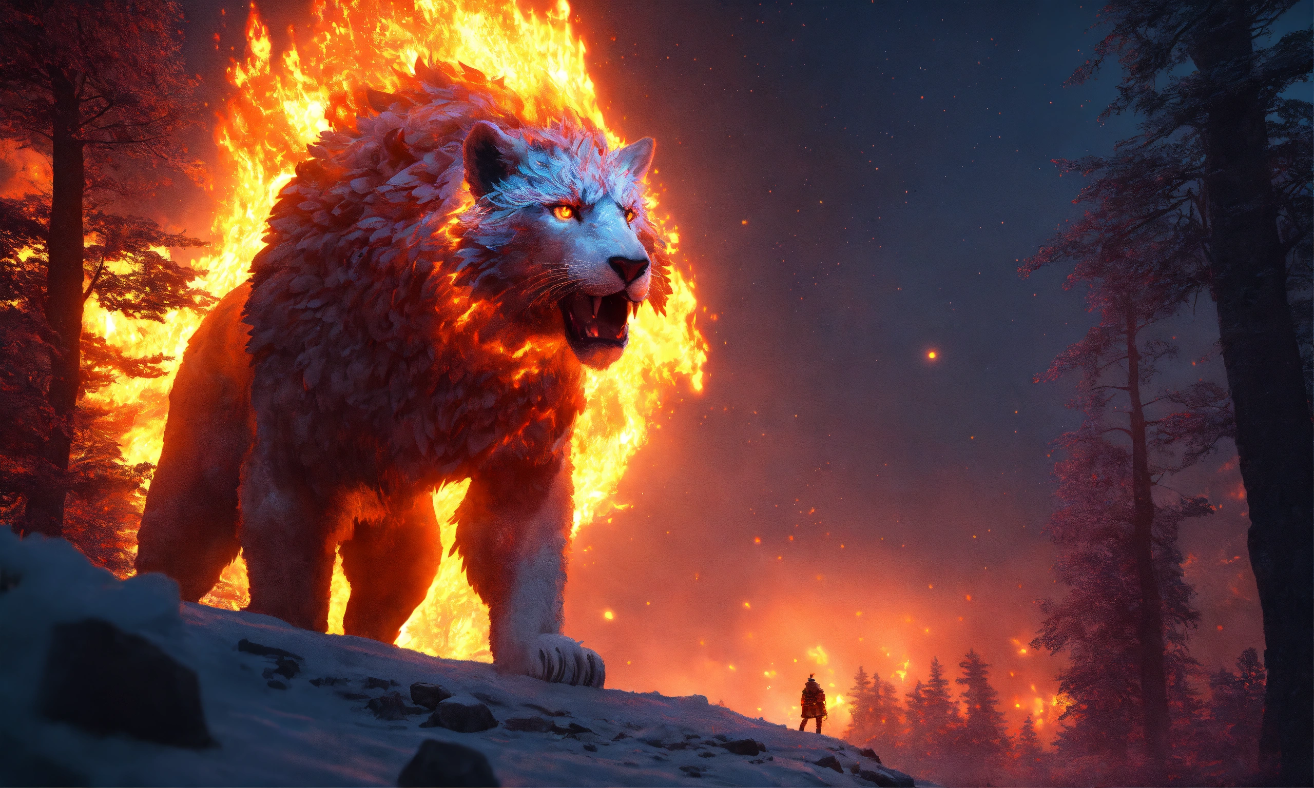 Lexica - A fire mythical creature in a tundra forest, 8k, Unity ...