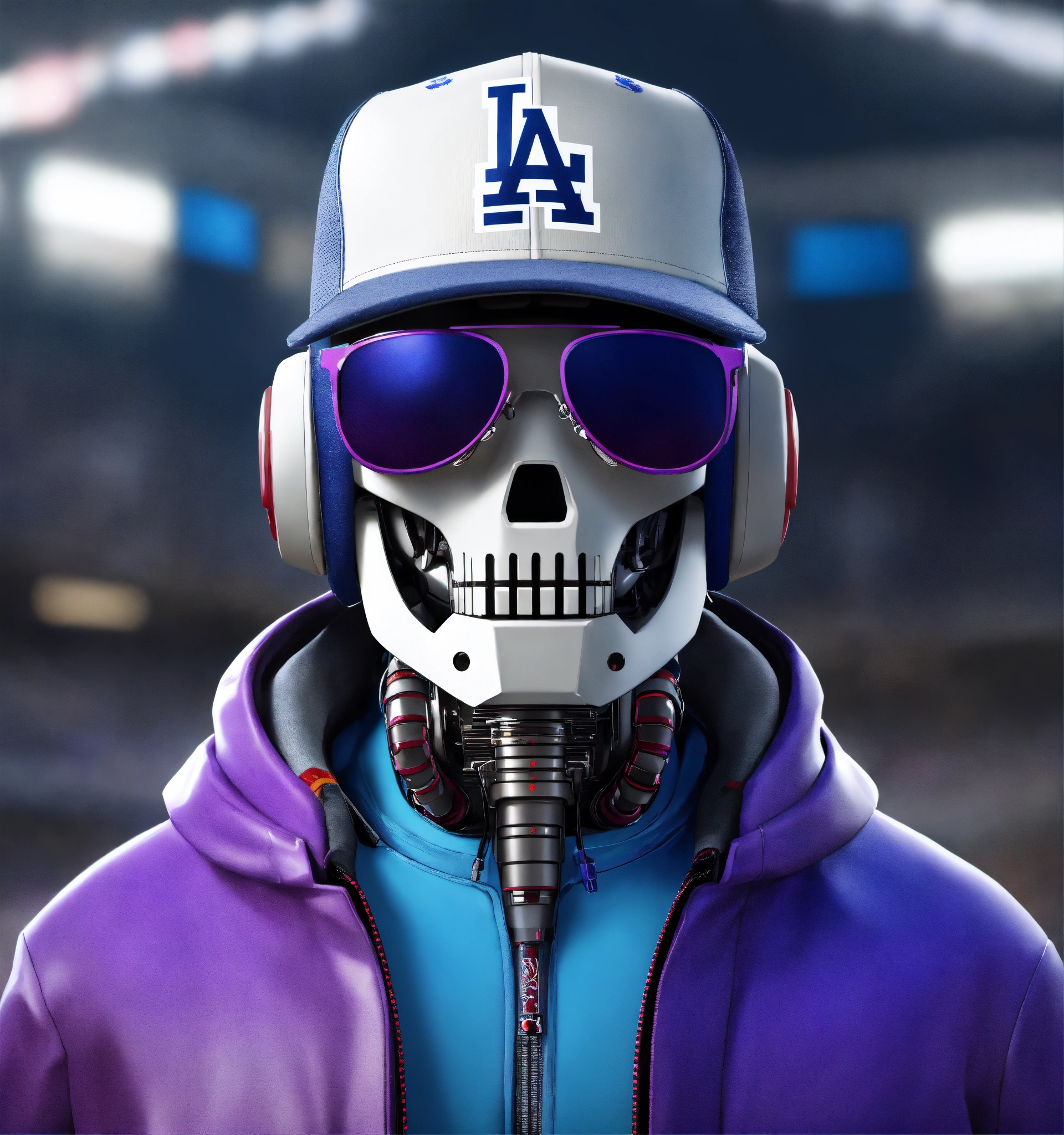 Lexica - A robot wearing shades and a Blue Los Angeles Dodgers Hat ...