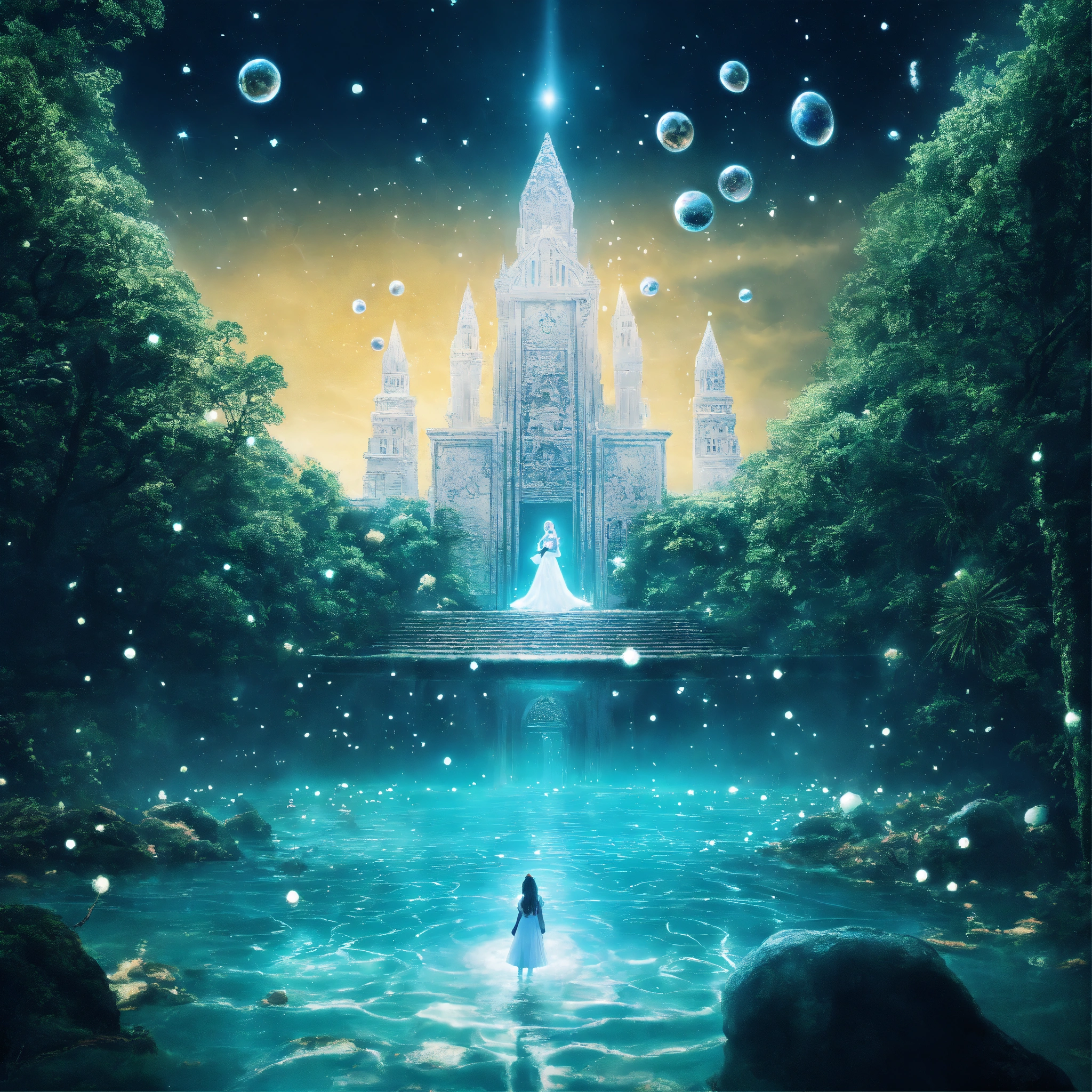 Lexica - Underwater long exposure photography, a giant white temple ...