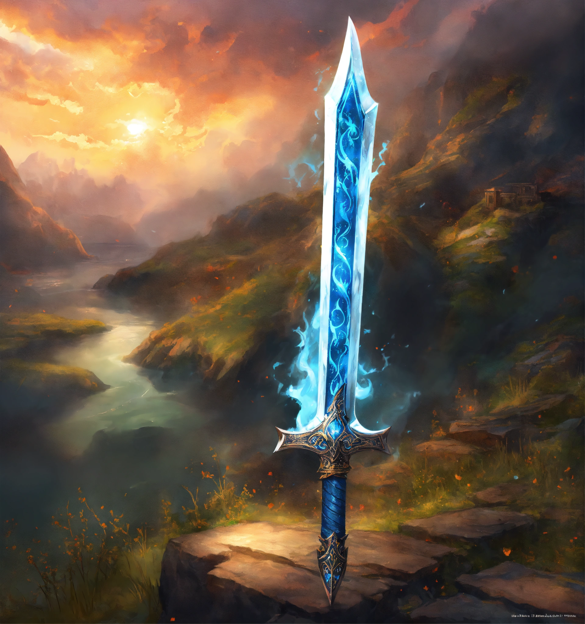 Lexica - A magic draconic blade of azure flames.