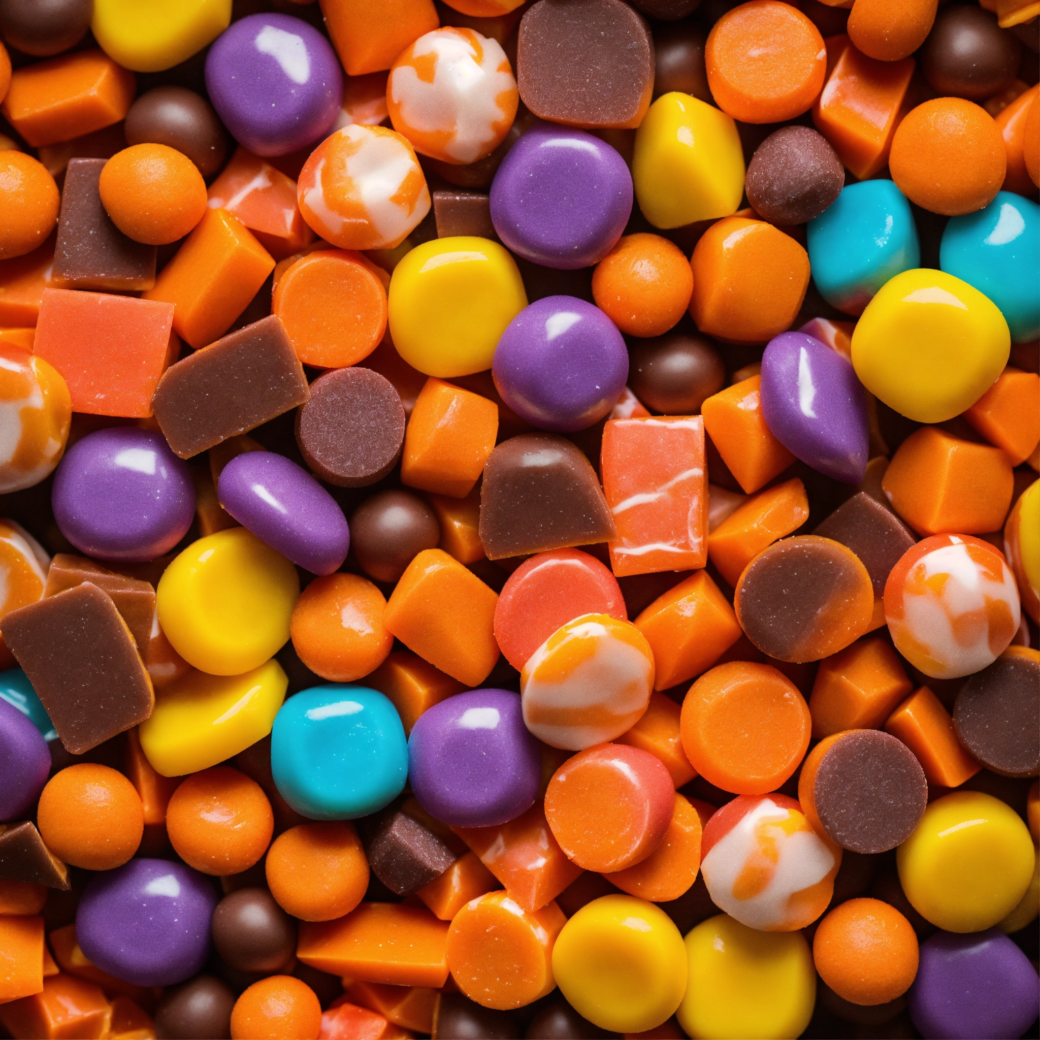 Lexica - A pile of a variety of Halloween candy, various colors ...