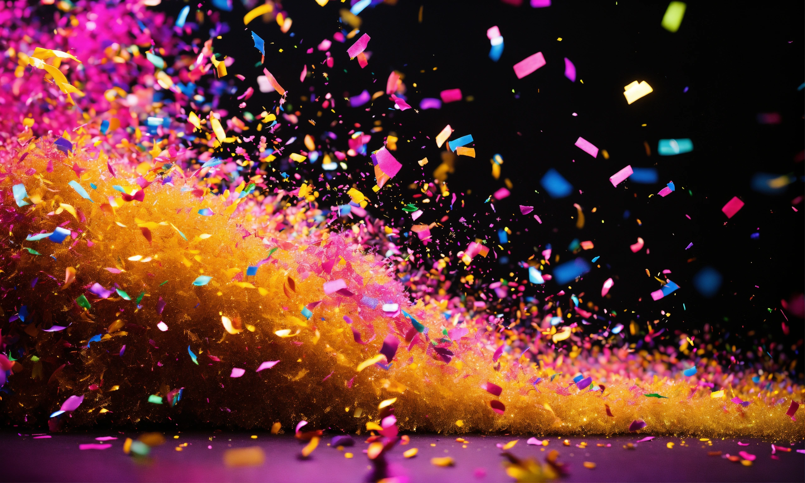 Lexica - A vibrant neon glitter explosion with floating confetti on a ...