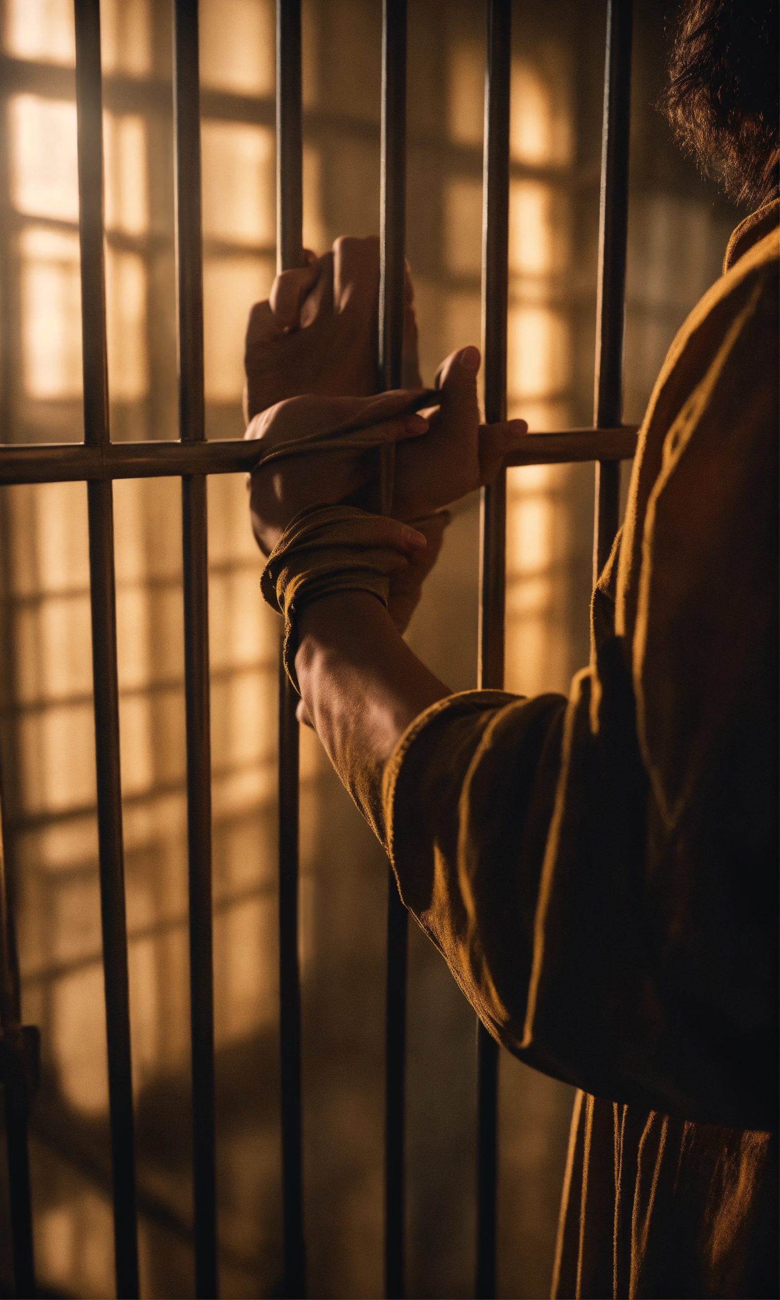 Lexica - Jesus's hand handshaking a prisoner behind bars, close shot ...