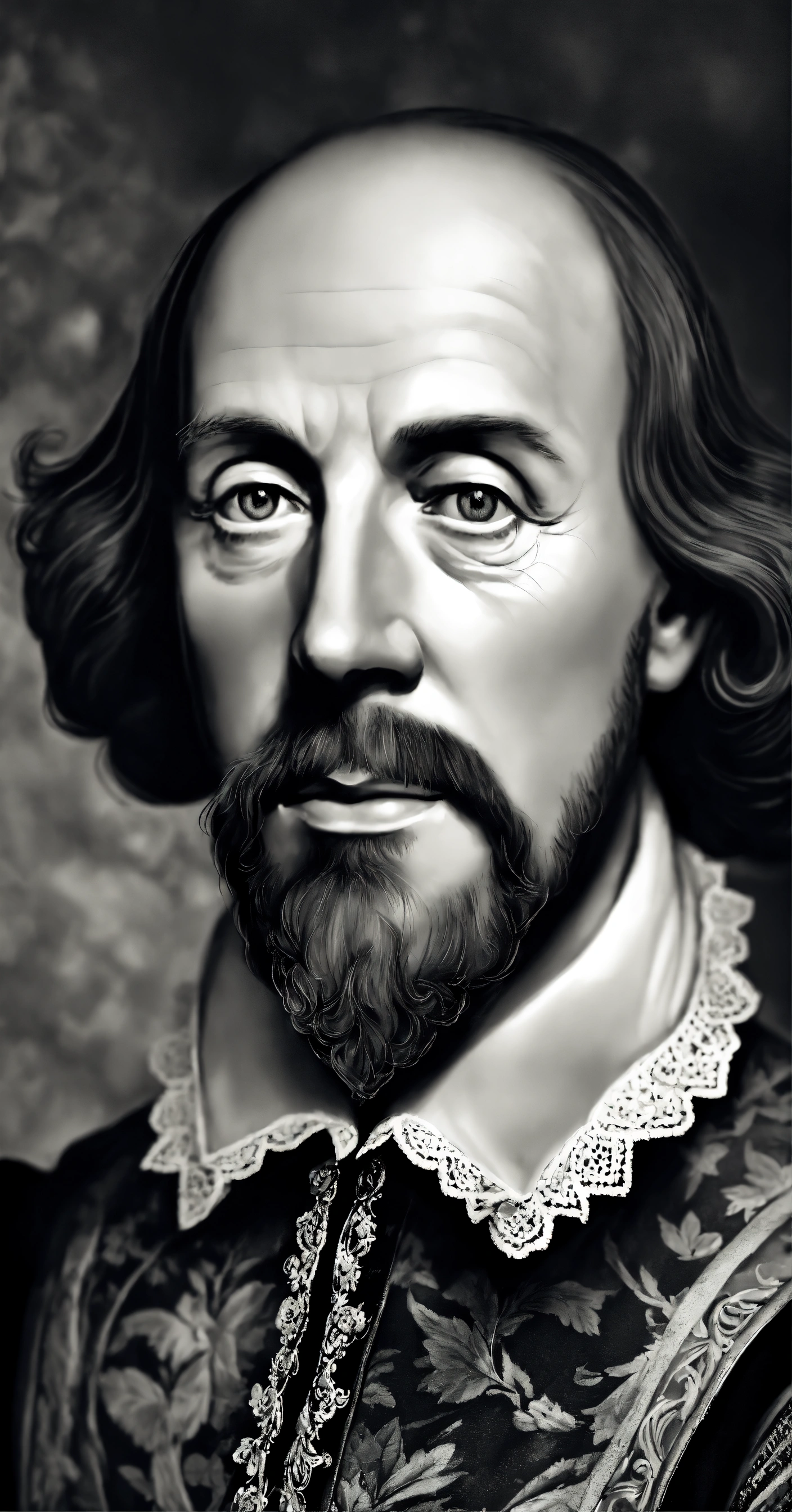 Lexica - Greyscale Portrait of william Shakespeare in photo realistic style