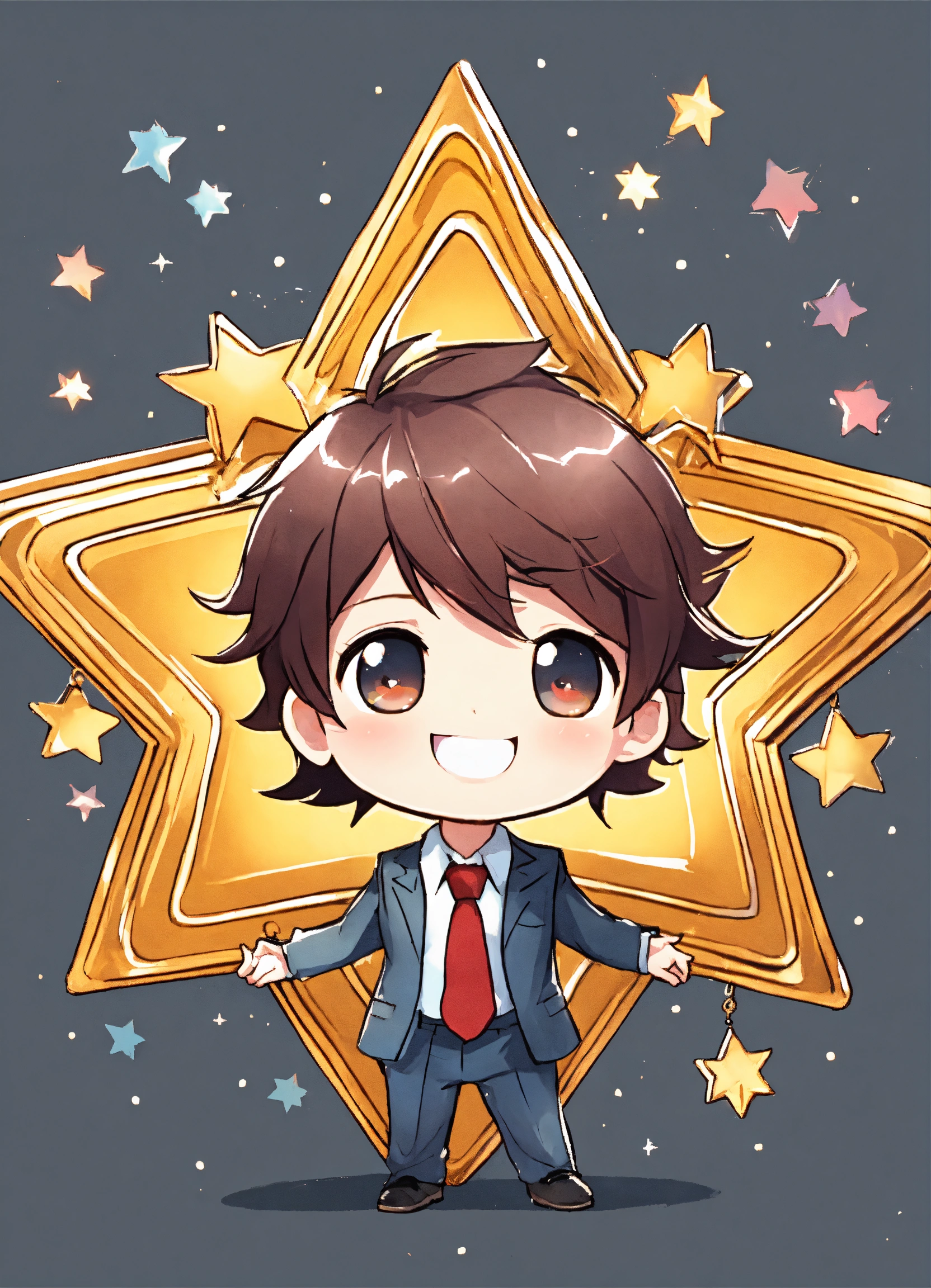 Lexica - Chibi businessman, chibi who smiled decorated star