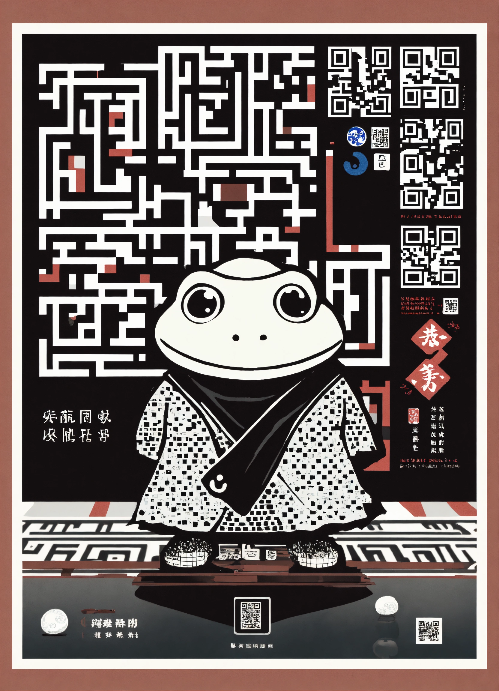 Lexica - A toad made out of a 3d black and white optical illusion, ying ...