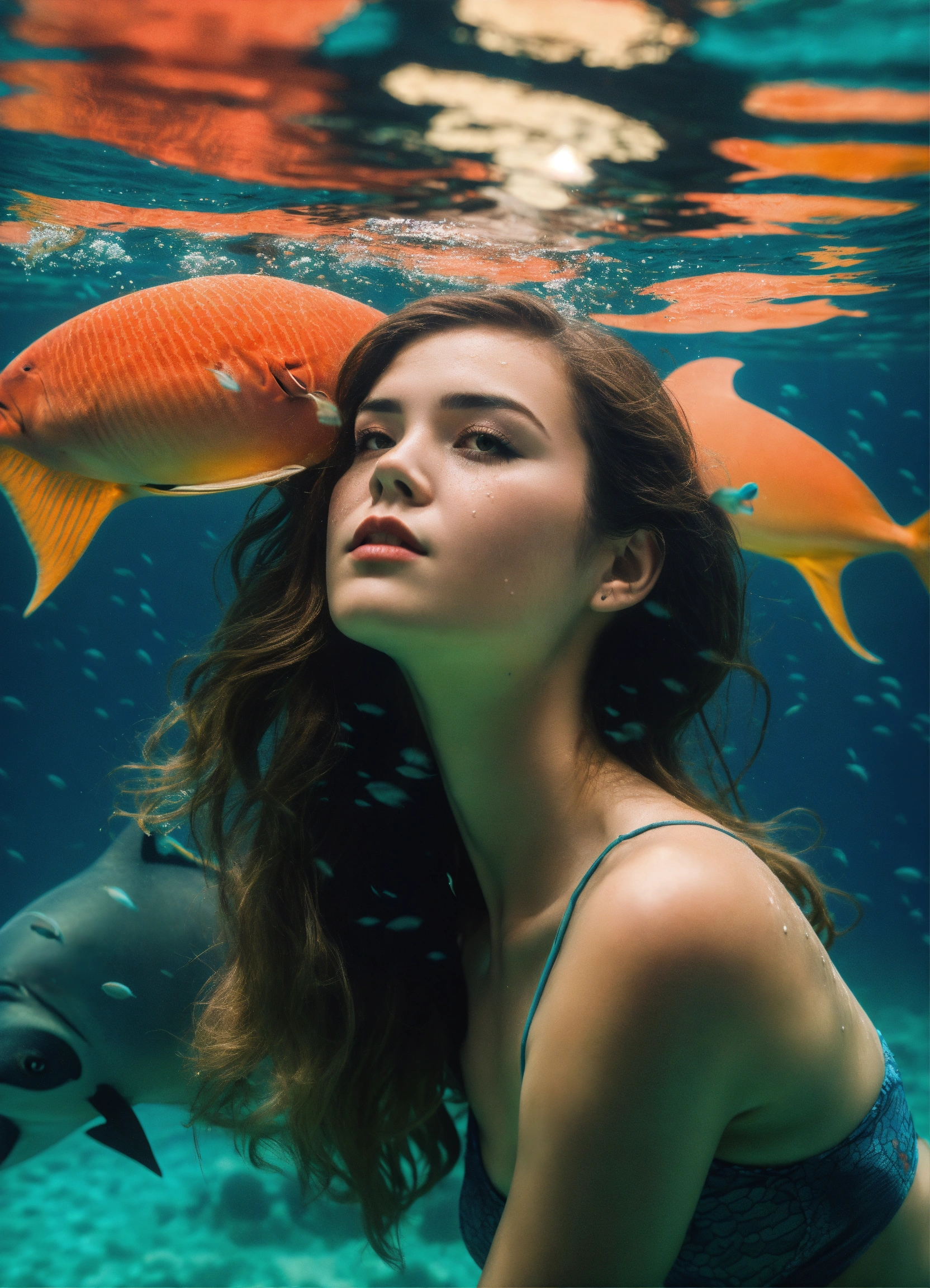 Lexica - Waist-up, muted photo portrait titled "female model under ...