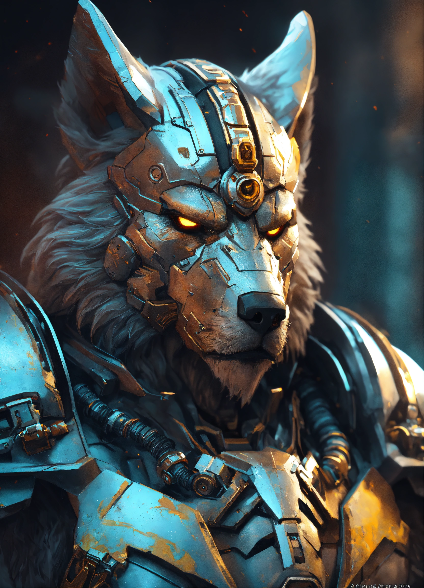 Lexica - Portrait painting of a cybernetic grey werewolf with power ...