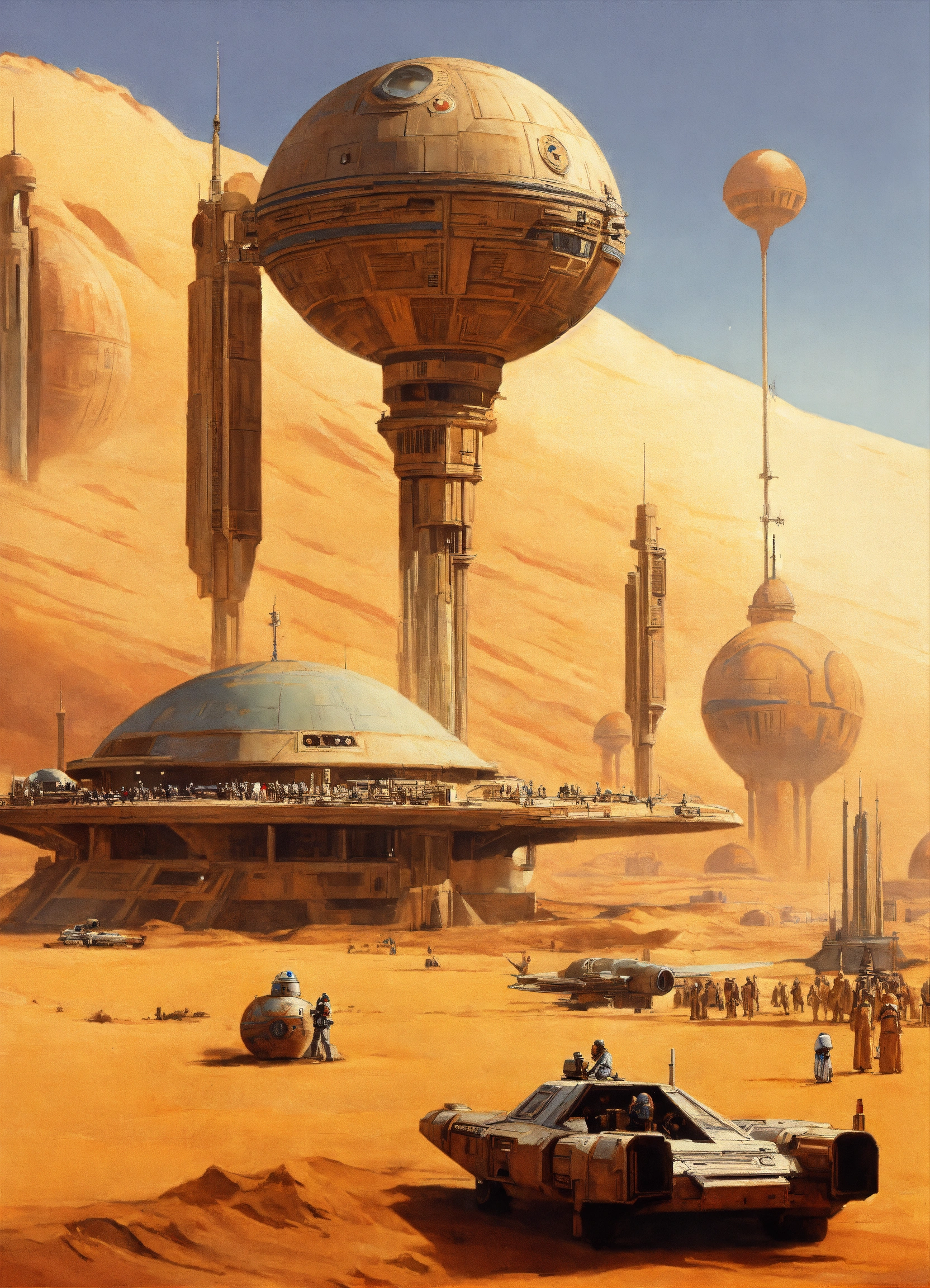 Lexica - Star wars, tattooine, mos eisley spaceport, 80s dark fantasy film,
