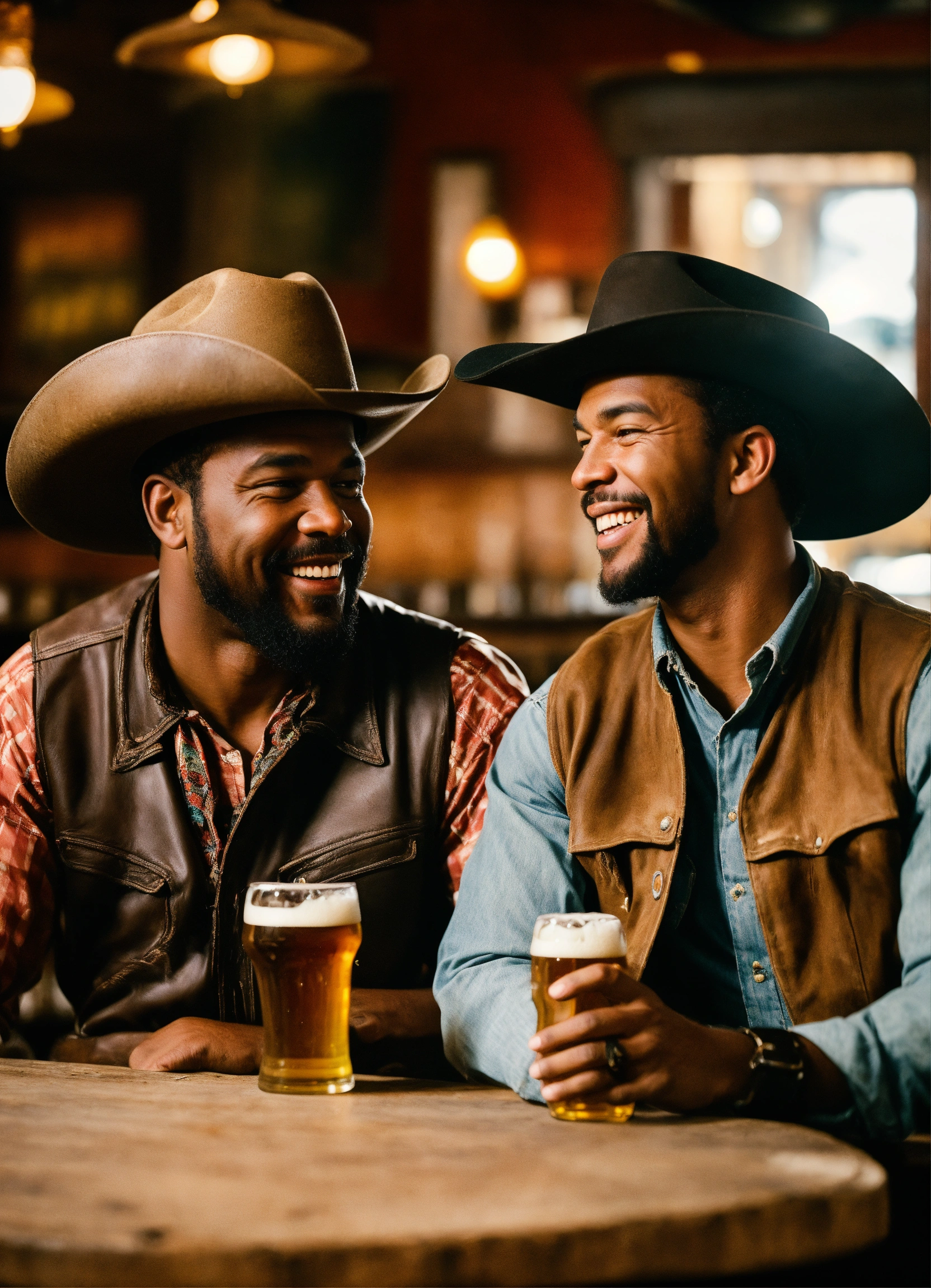 Lexica - An African American Cowboy, and a Caucasian Cowboy, sitting at ...