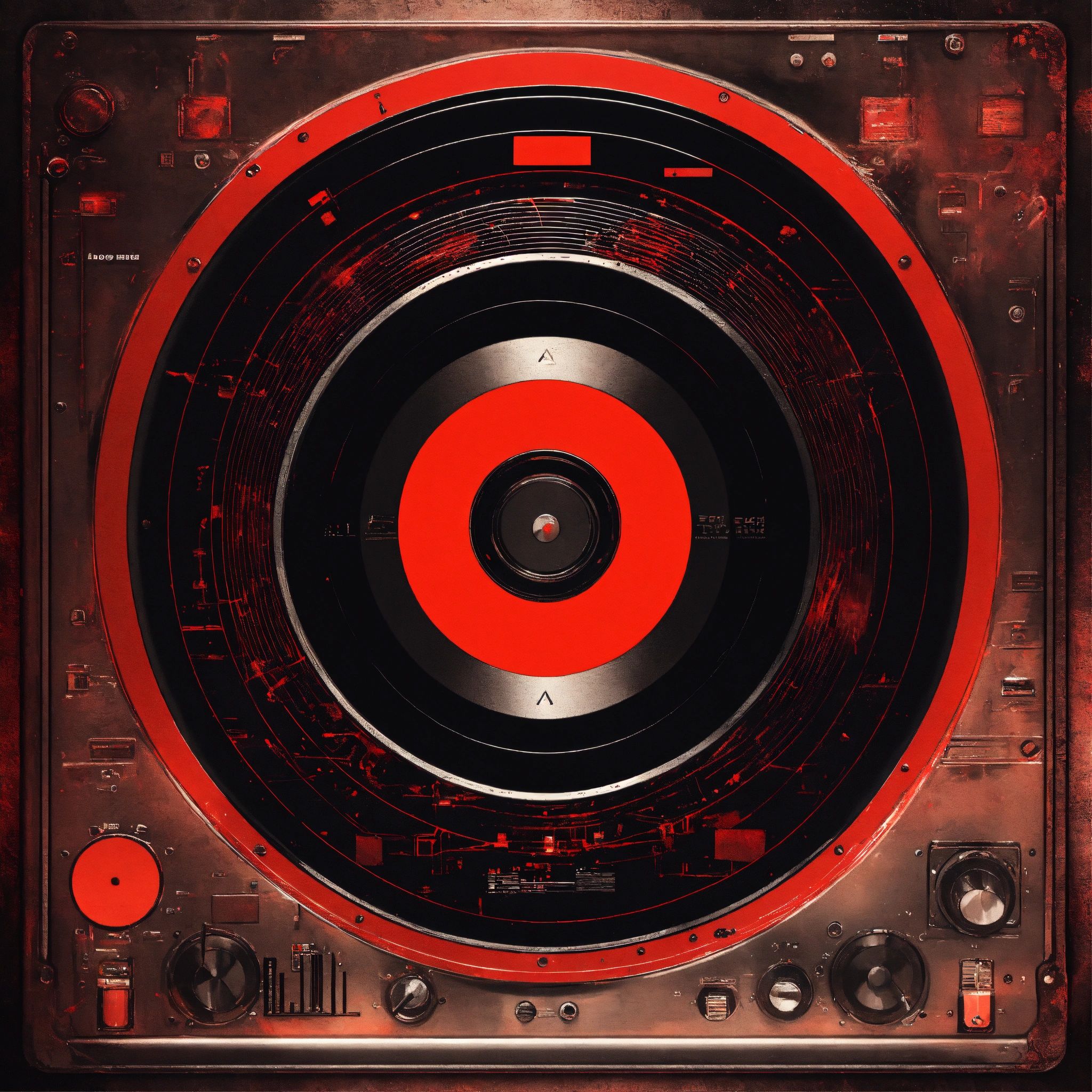 Lexica - Nostalgic album art techno music black and red tone with metal ...