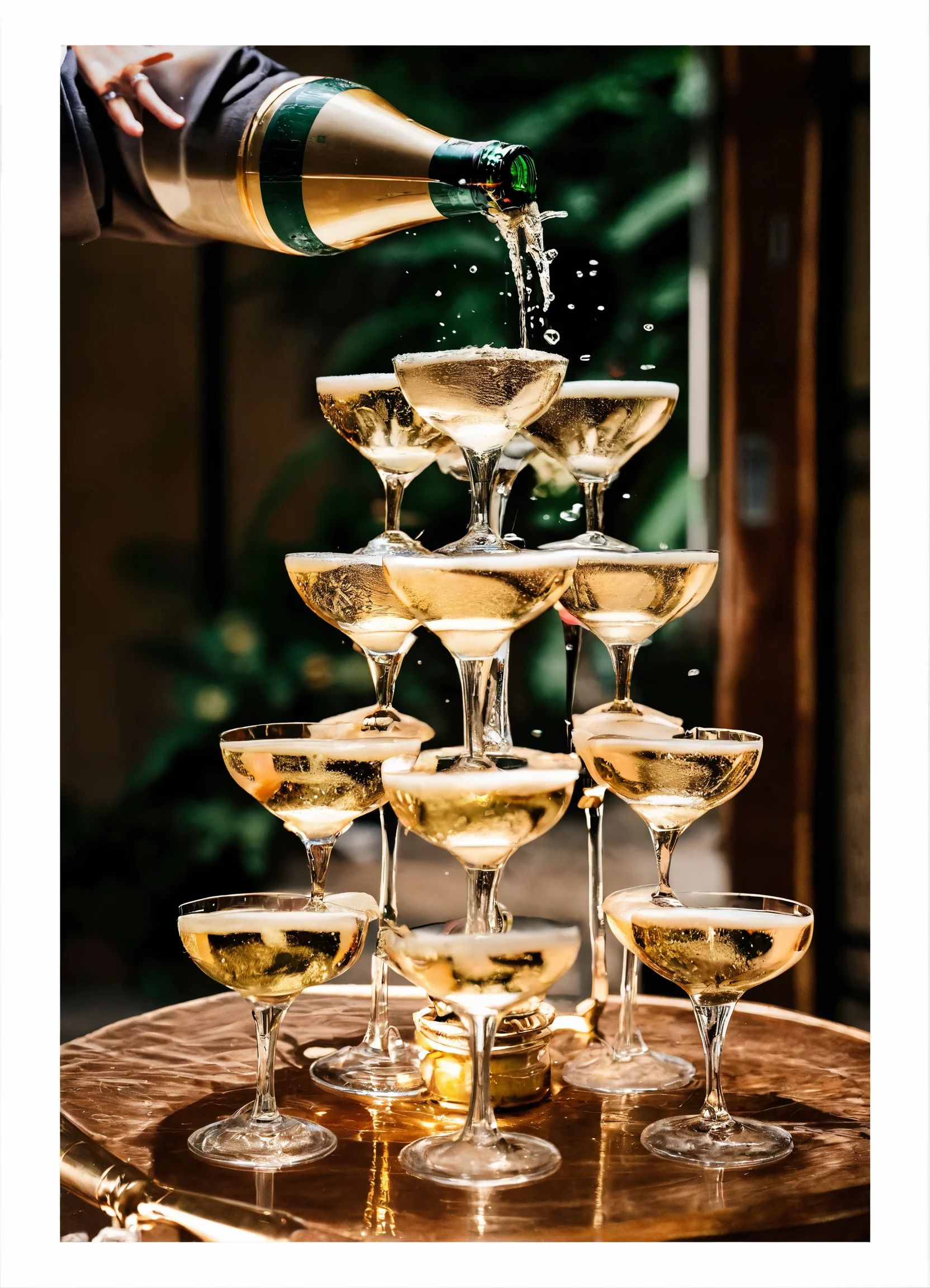 Lexica - A champagne fountain at a wedding several glasses of champagne ...