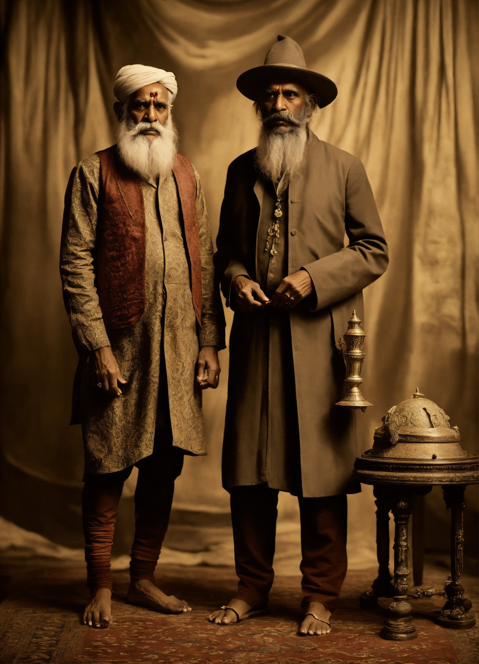 Lexica - Old man wearing hindu fakir, with a turbant, standing next to ...