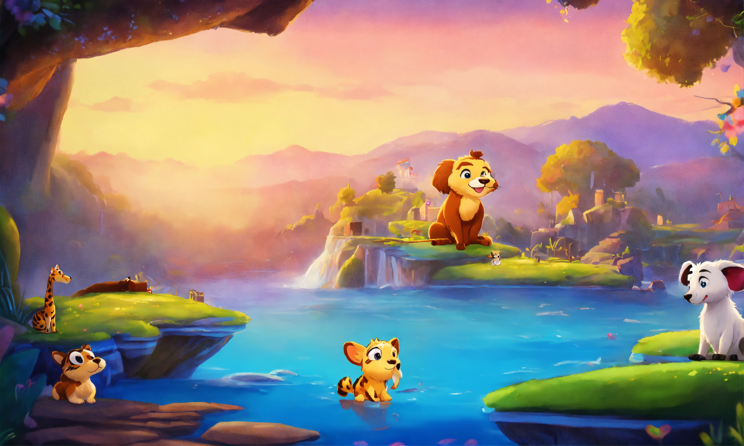 Lexica - Cartoon animal movie background