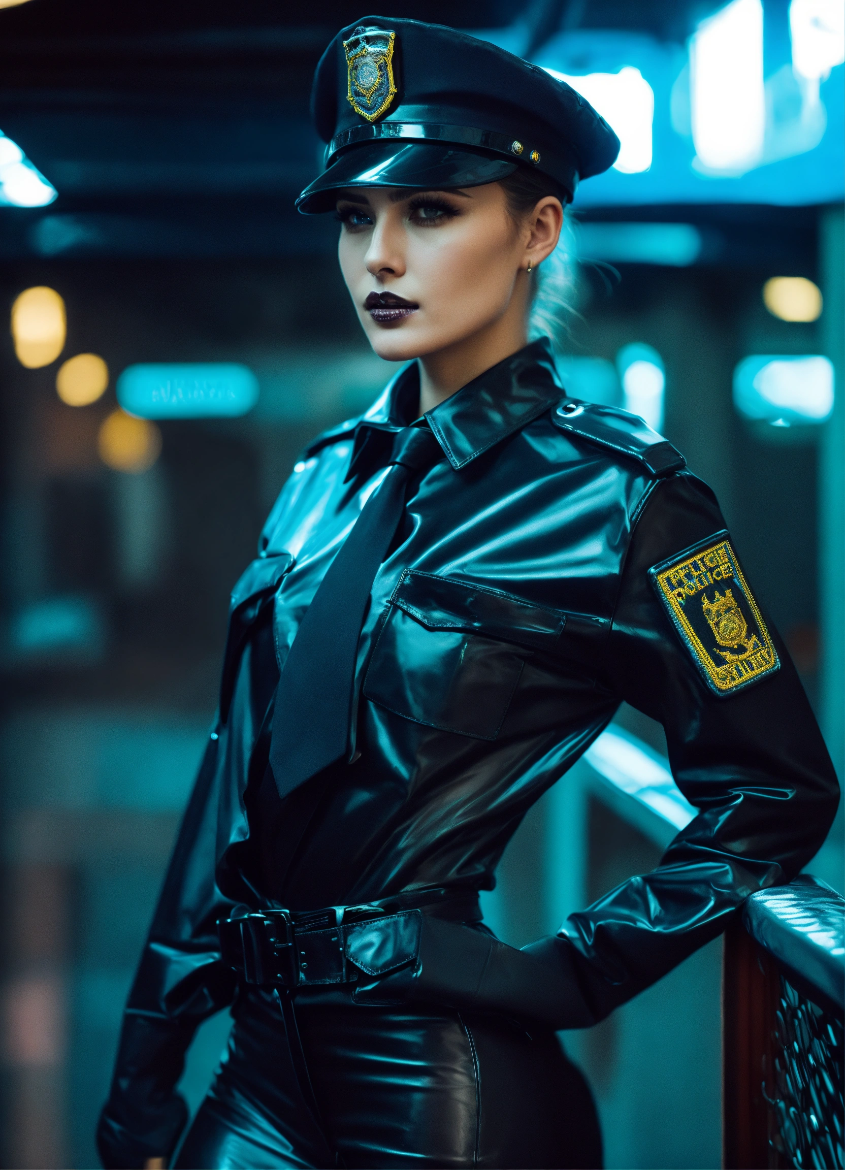 Lexica - Cyberpunk, stunning french seductress woman fashion model, straight high ponytail black ...