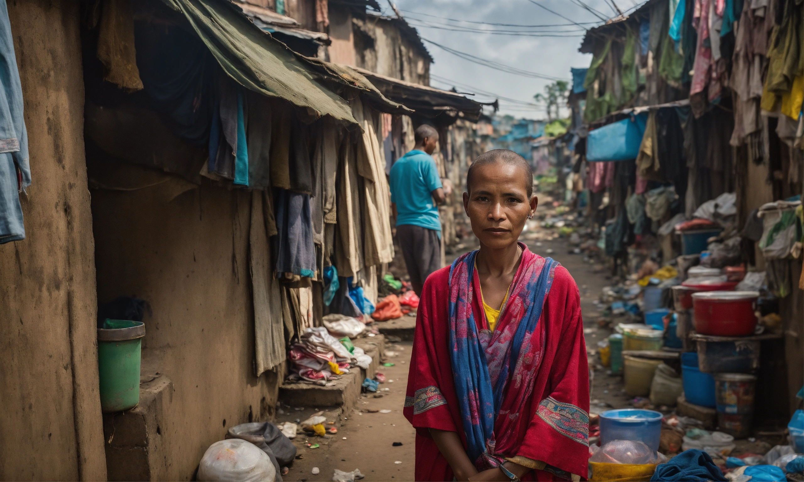Lexica - A photo portrait of a thin fundraiser in a slum, front view ...