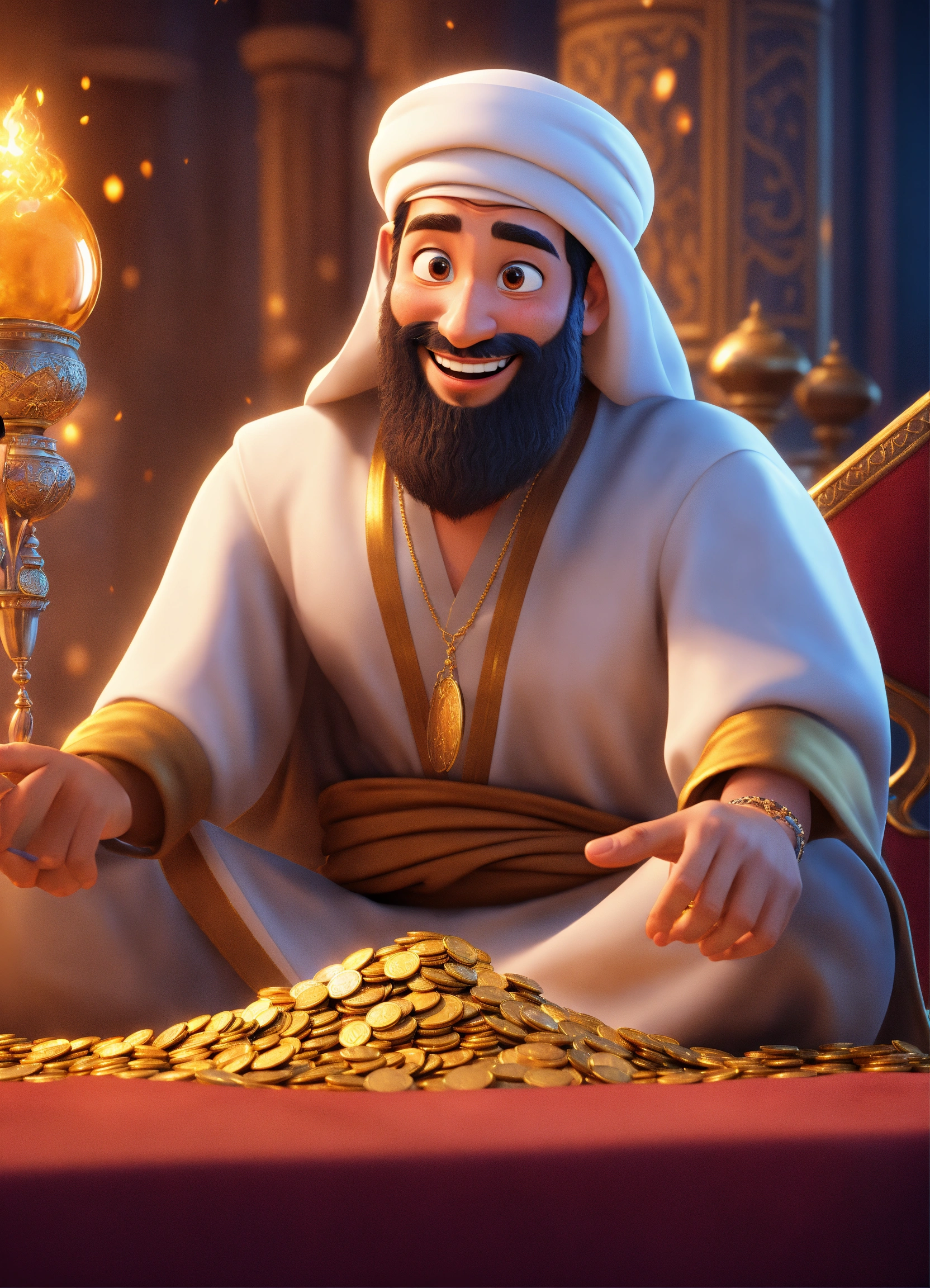 Lexica - Create a 3D rendering of a wealthy Arab male sheikh from Dubai ...