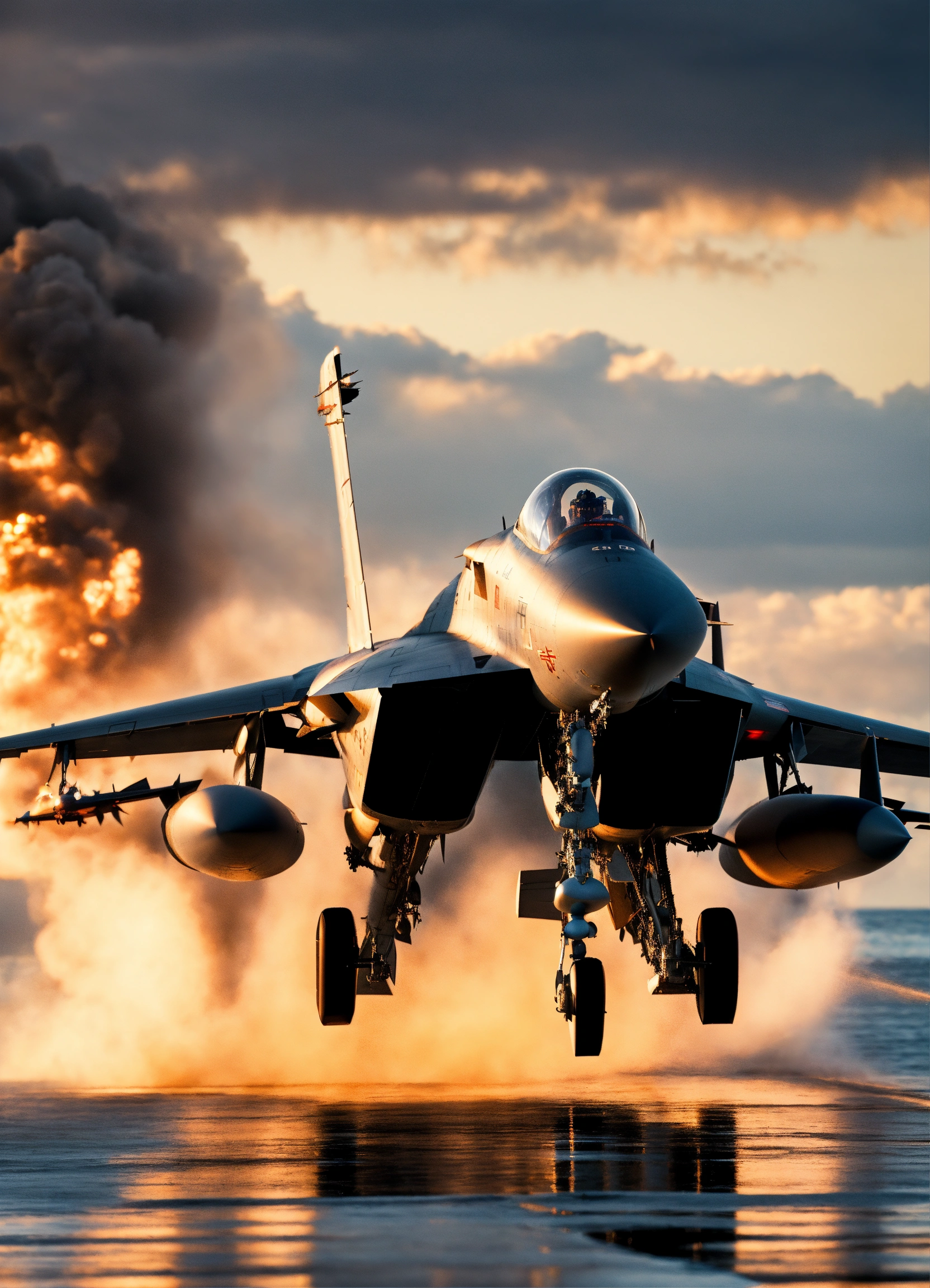 Lexica - A realistic top gun fighter jet taking off from a aircraft ...