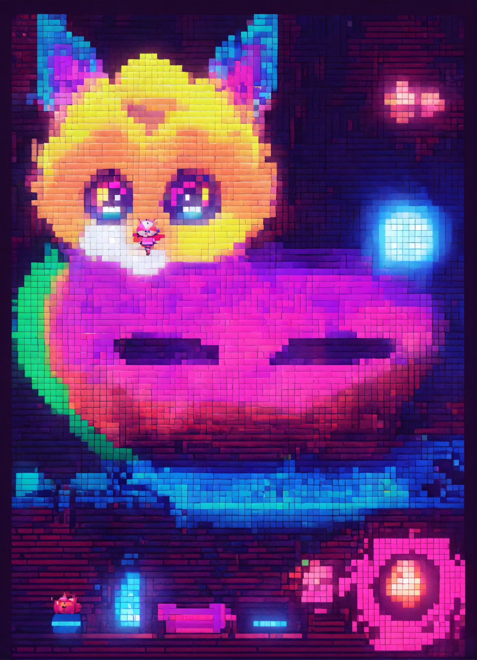 Lexica - Furby DJ spinning tracks, Lite-Brite dance floor, pastel neon ...