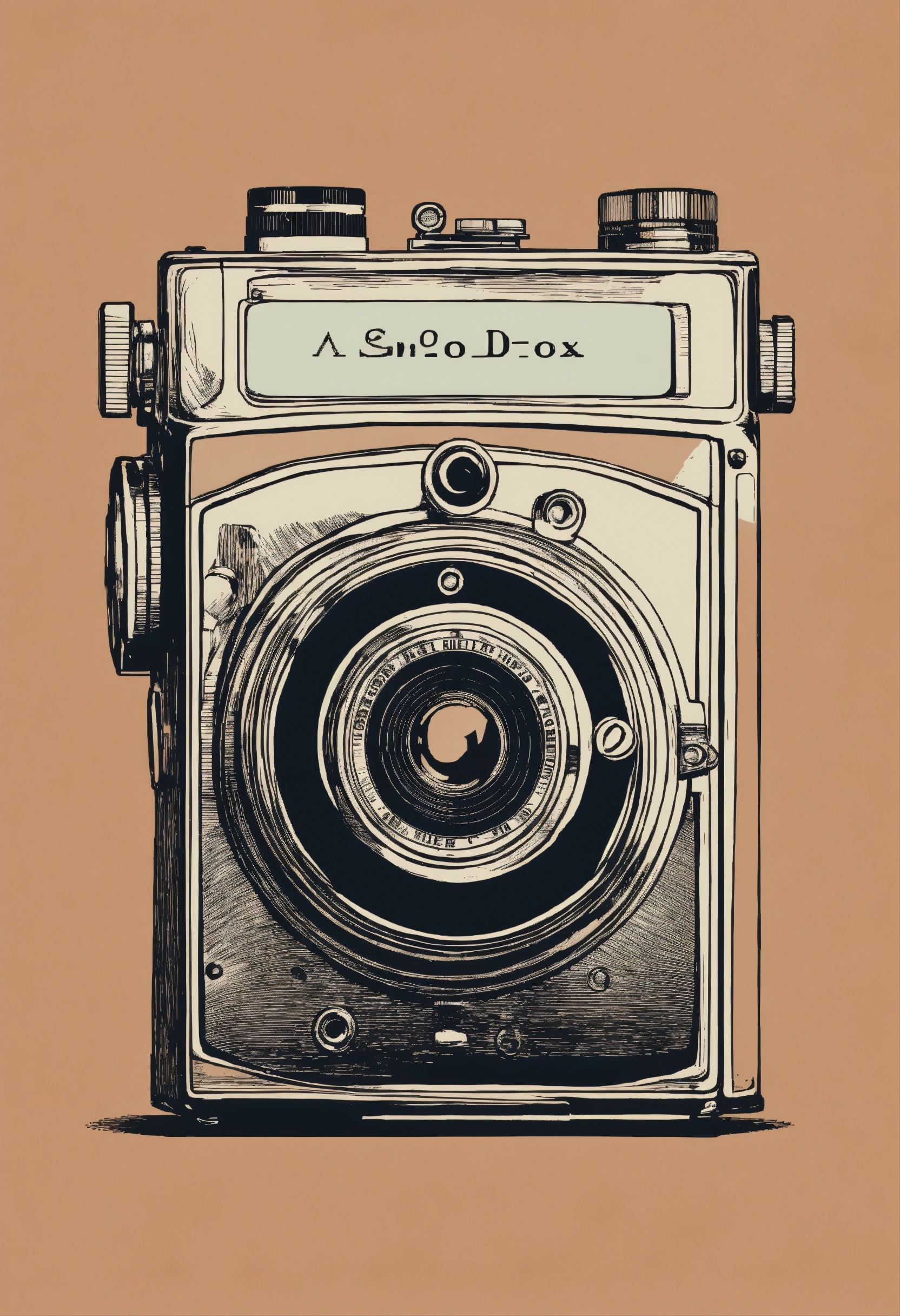 Lexica - A minimalistic etching-illustration of a vintage camera ...