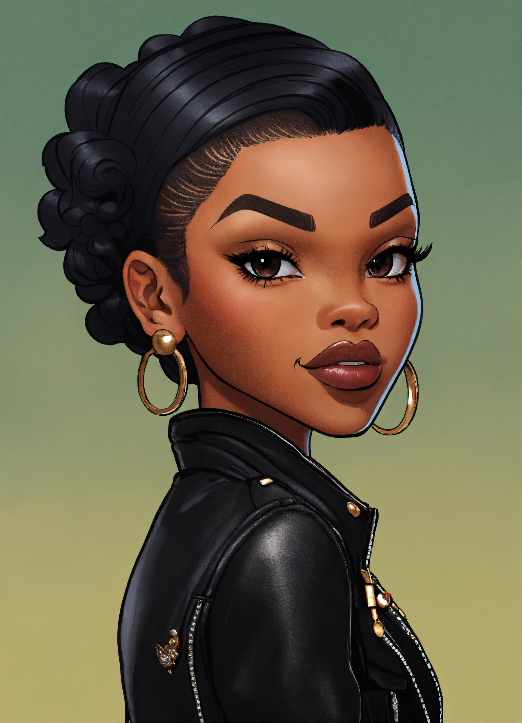 Lexica - Teyana Taylor cartoon character age 5 with short finger wave ...