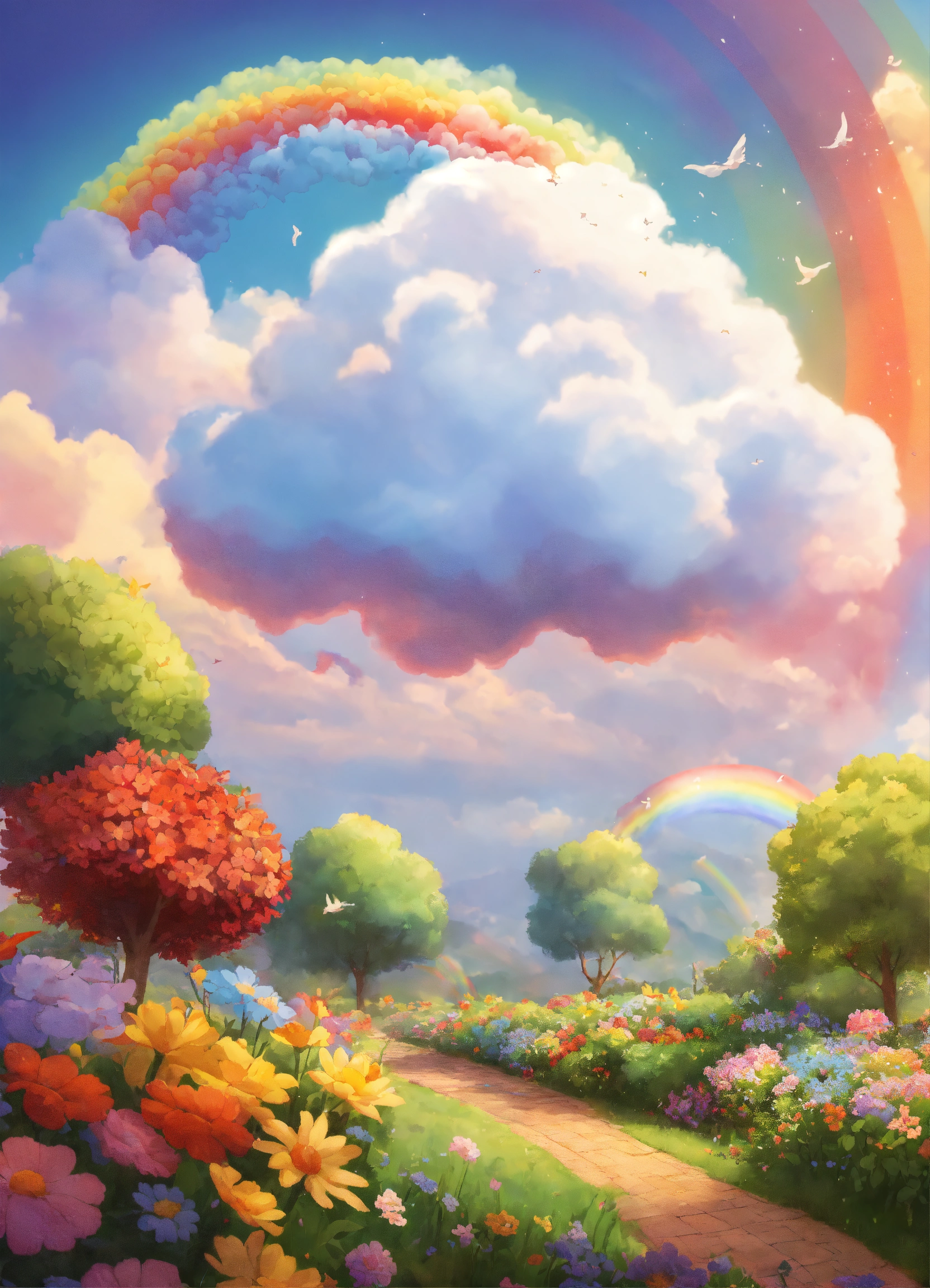 Lexica - Create a cartoon, looking cloud, cloud cloud barfing a rainbow ...