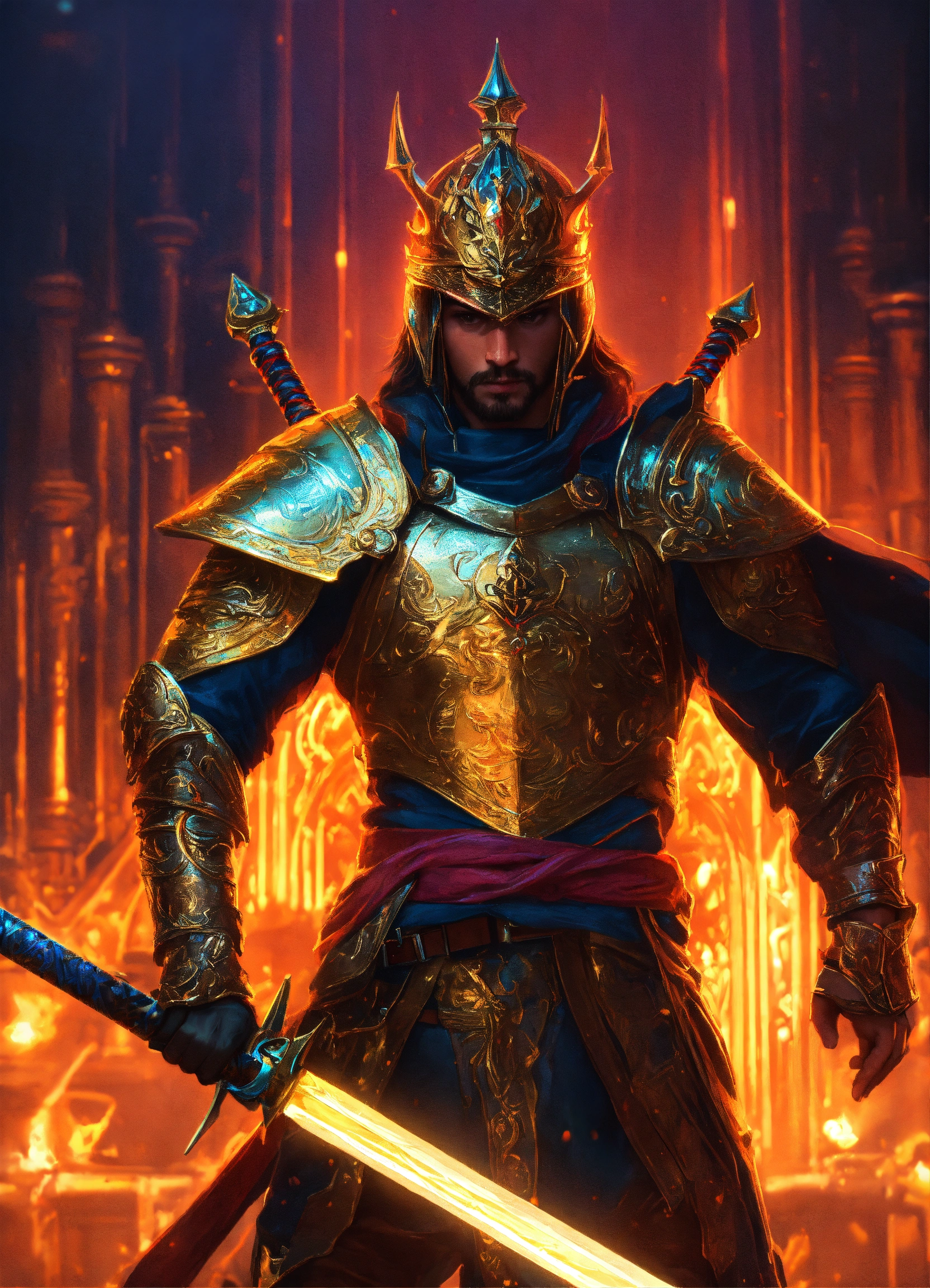 Lexica - Very realistic neon colored gold and metal wielding sword ...
