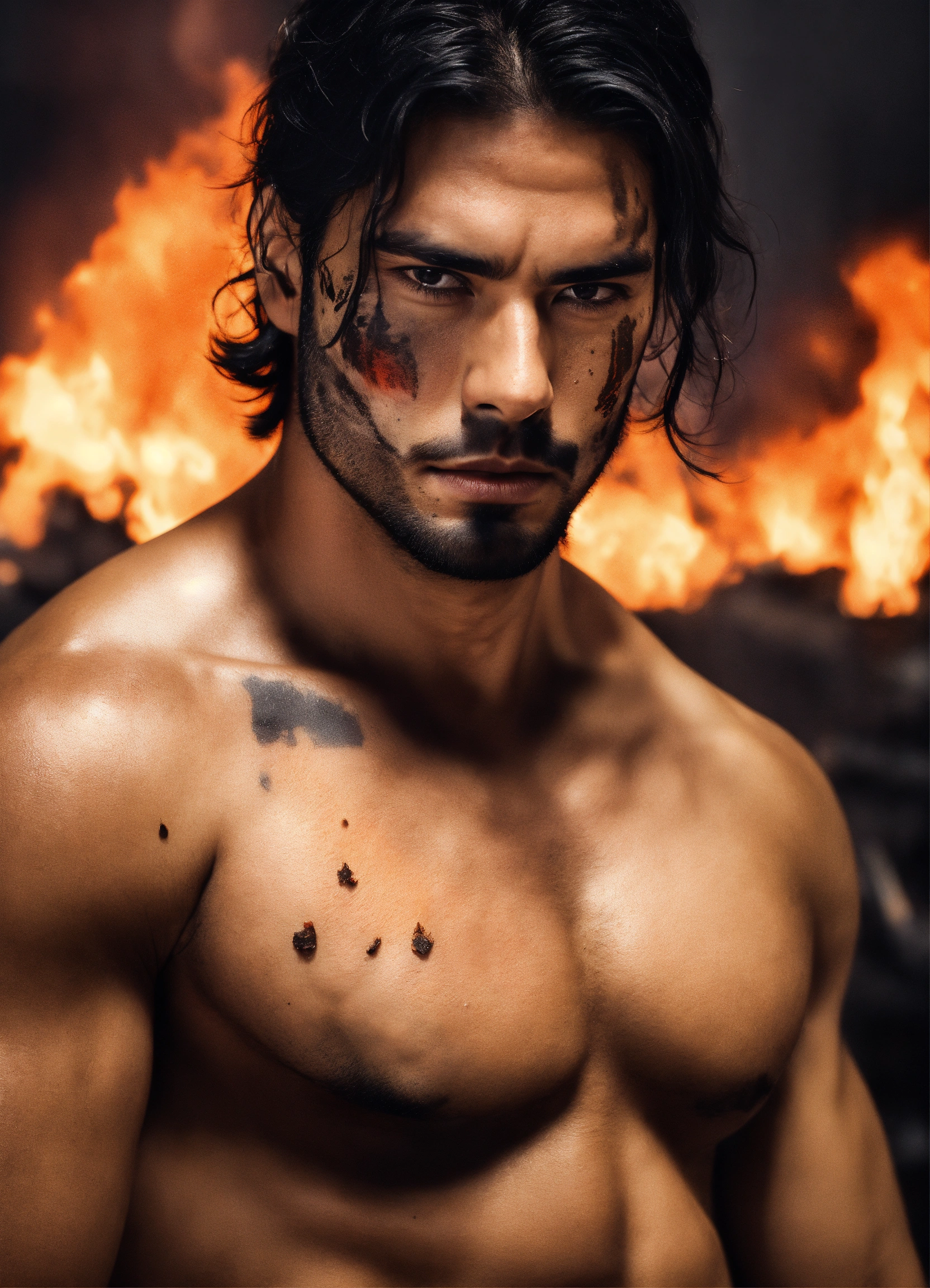 Lexica - Handsome black-haired male warrior prisoner with a burn on his ...