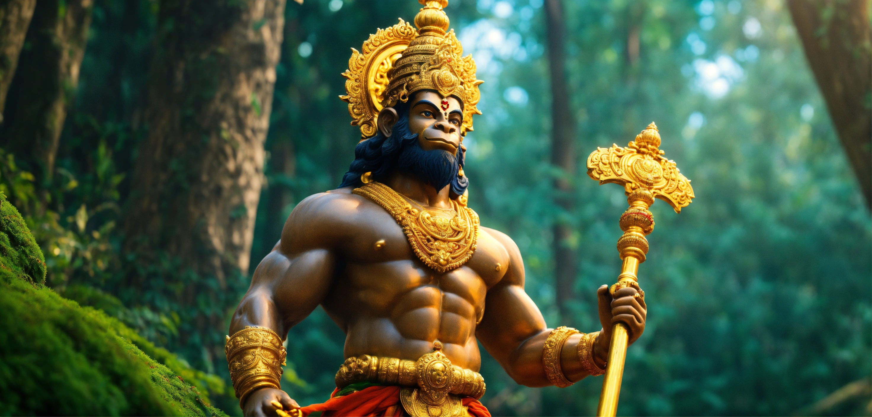 Lexica - A hindu god named hanuman, with strong body and gold to his ...