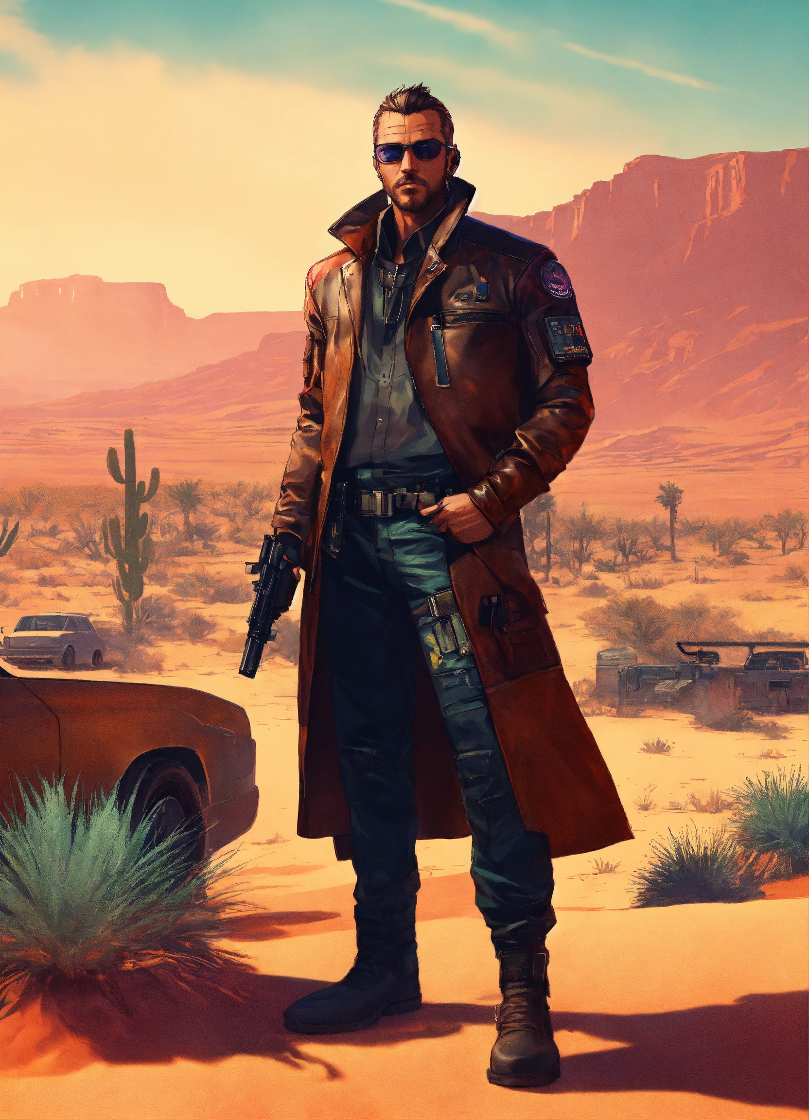 Lexica - A cyberpunk professor nomad, smart and tough in leather jacket ...