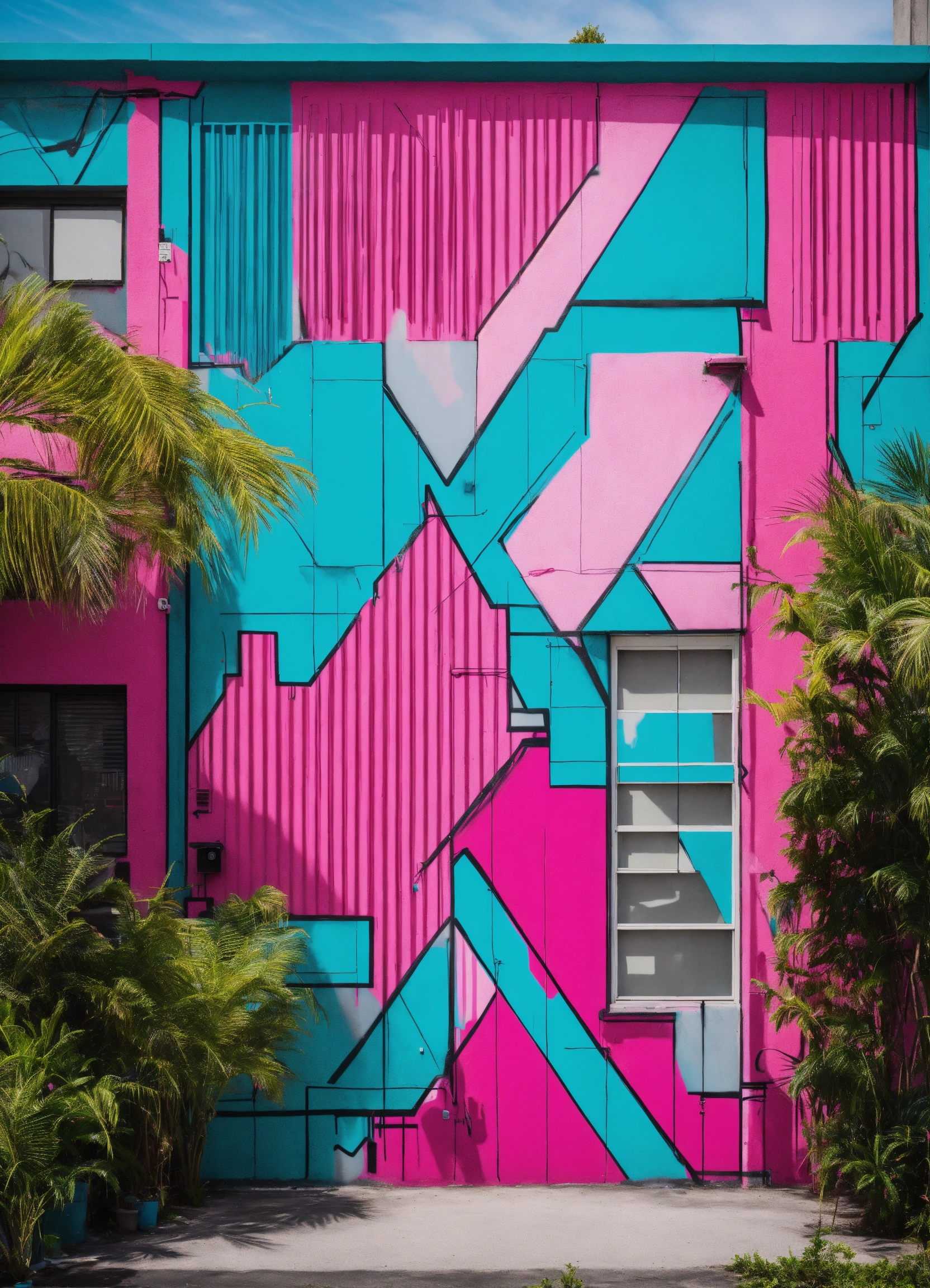 Lexica - Flashy wall graffity with pink and miami blue touch