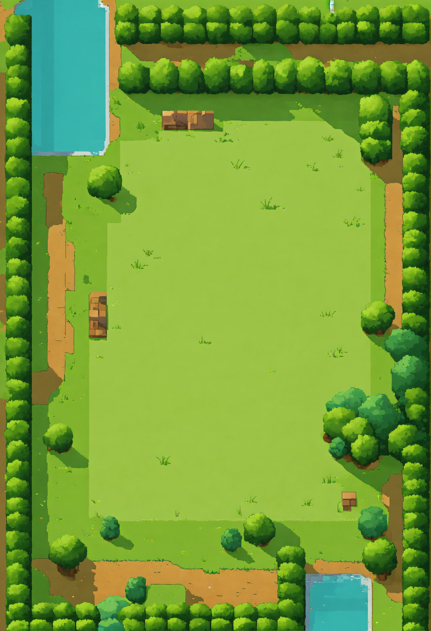 Lexica - Simple pixel 2d flat empty plain grassy landscape from above