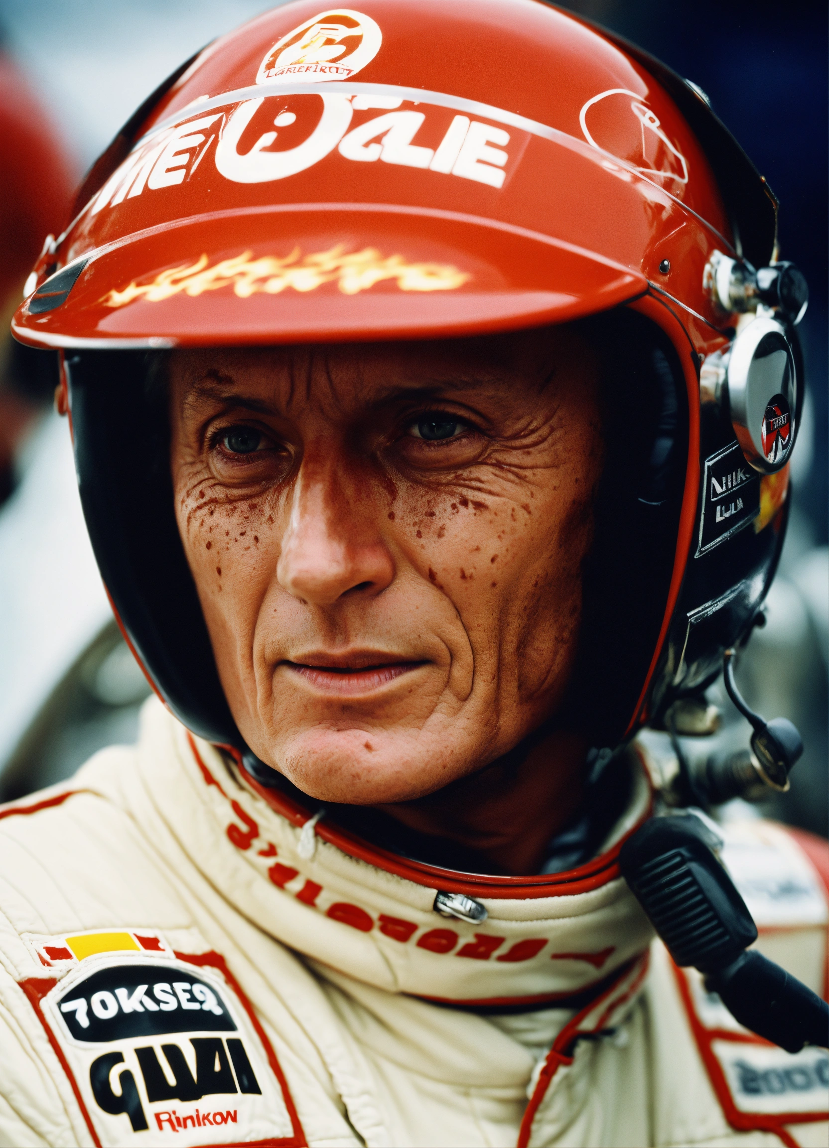 Lexica - Niki lauda burnt face formula 1 flames in the car