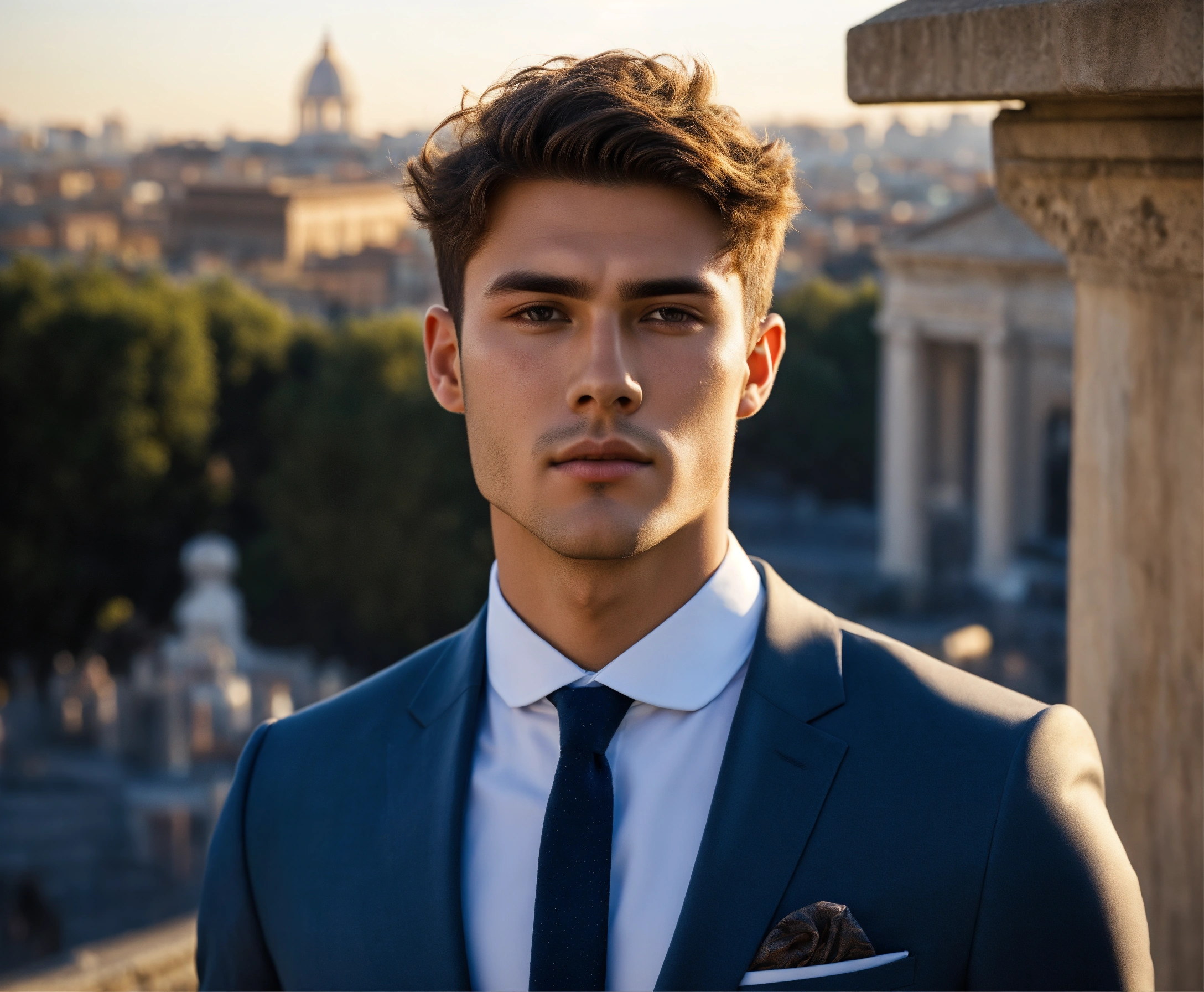 Lexica - Close up of one young male model in whiteclothes looking to ...