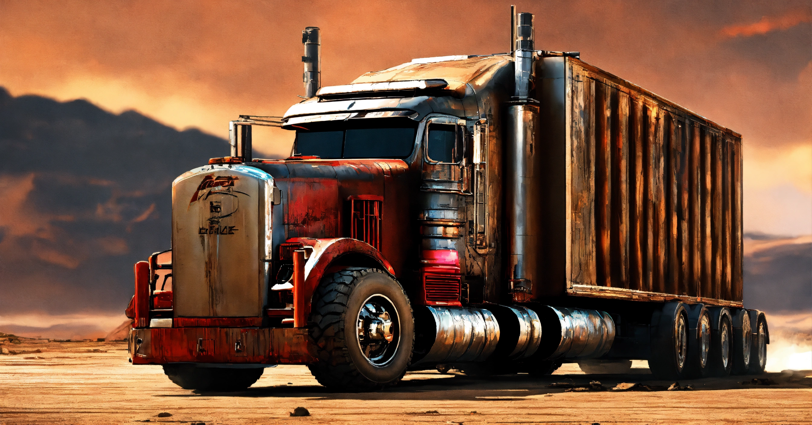 Lexica - Semi truck cyberpunk post-apocalyptic Peterbilt with a ...