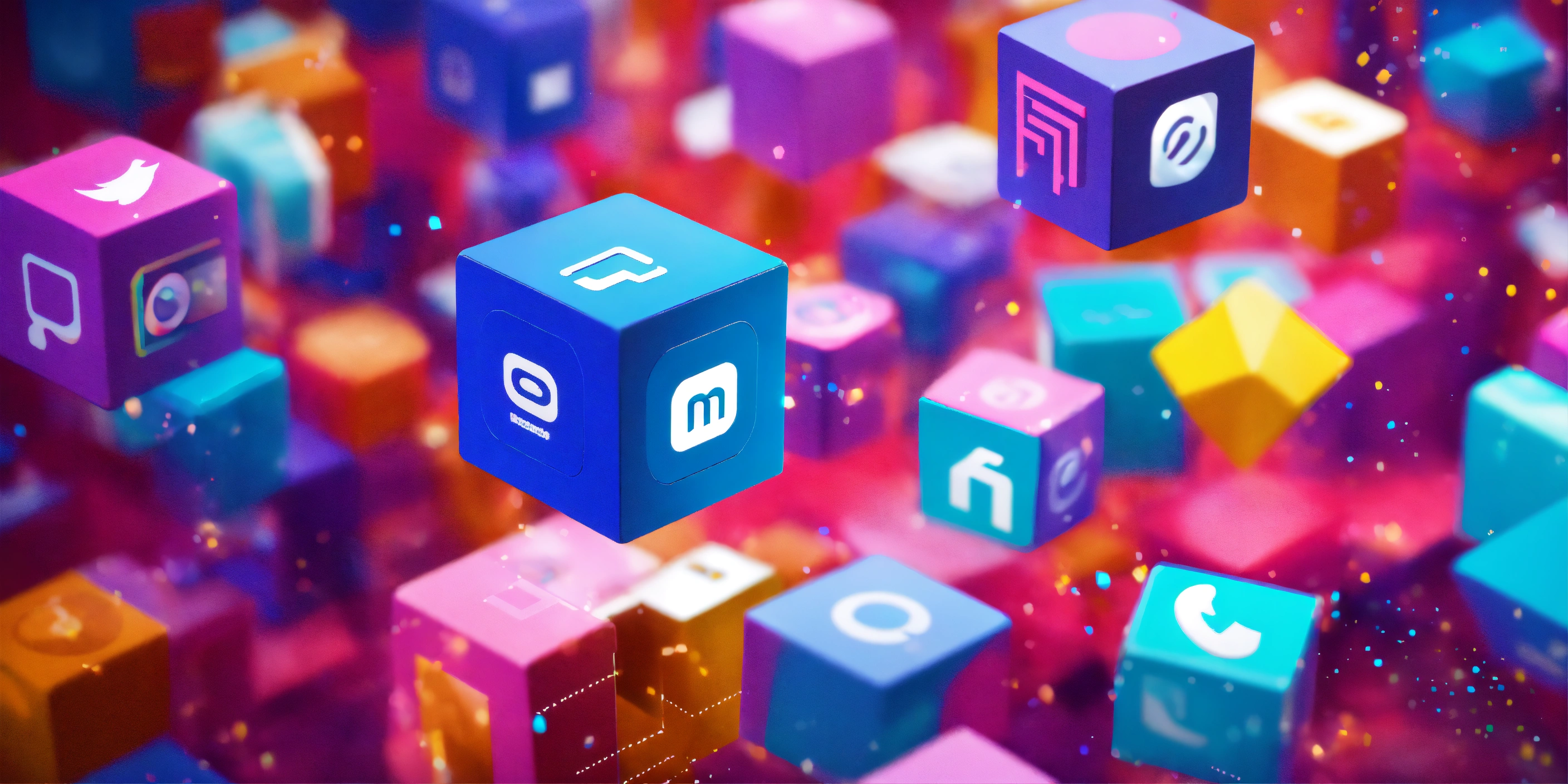 Lexica - Background geometric shapes, floating social media icons, 3d ...