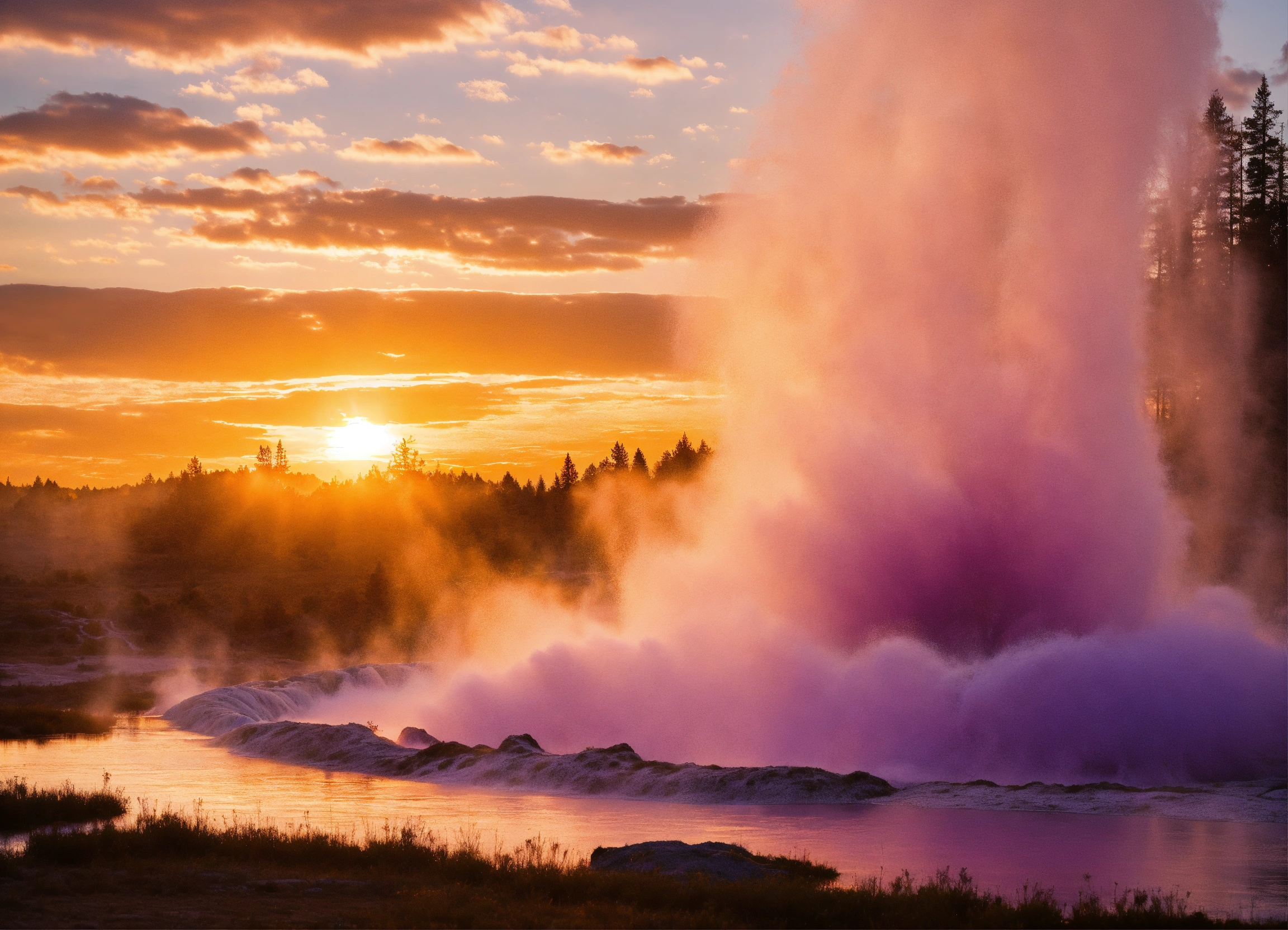 Lexica - Beautiful geyser shooting purple water in the air, hopeful ...