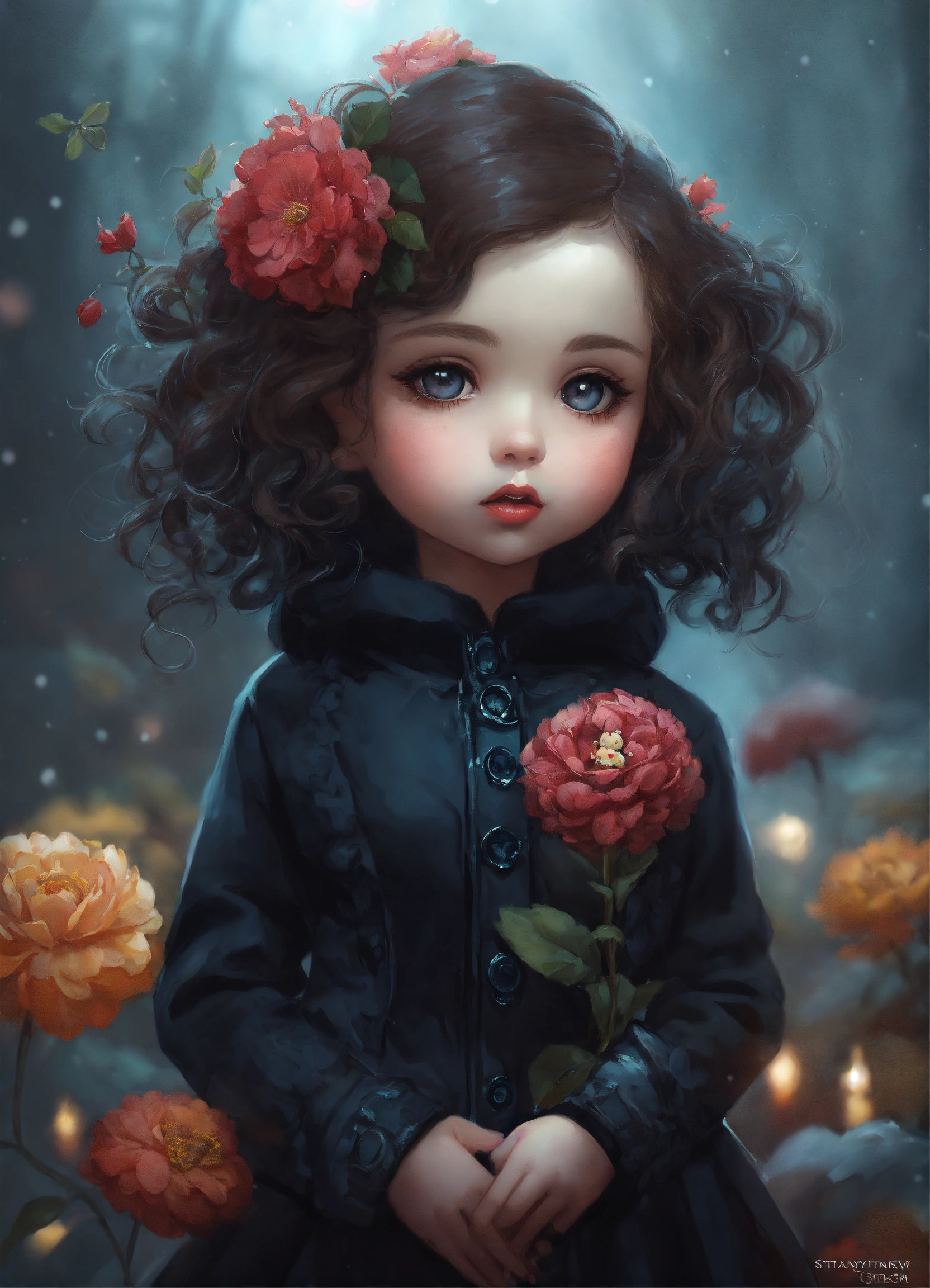 Lexica - Portrait of a cute gothic chibi girl kewpie winter clothes ...