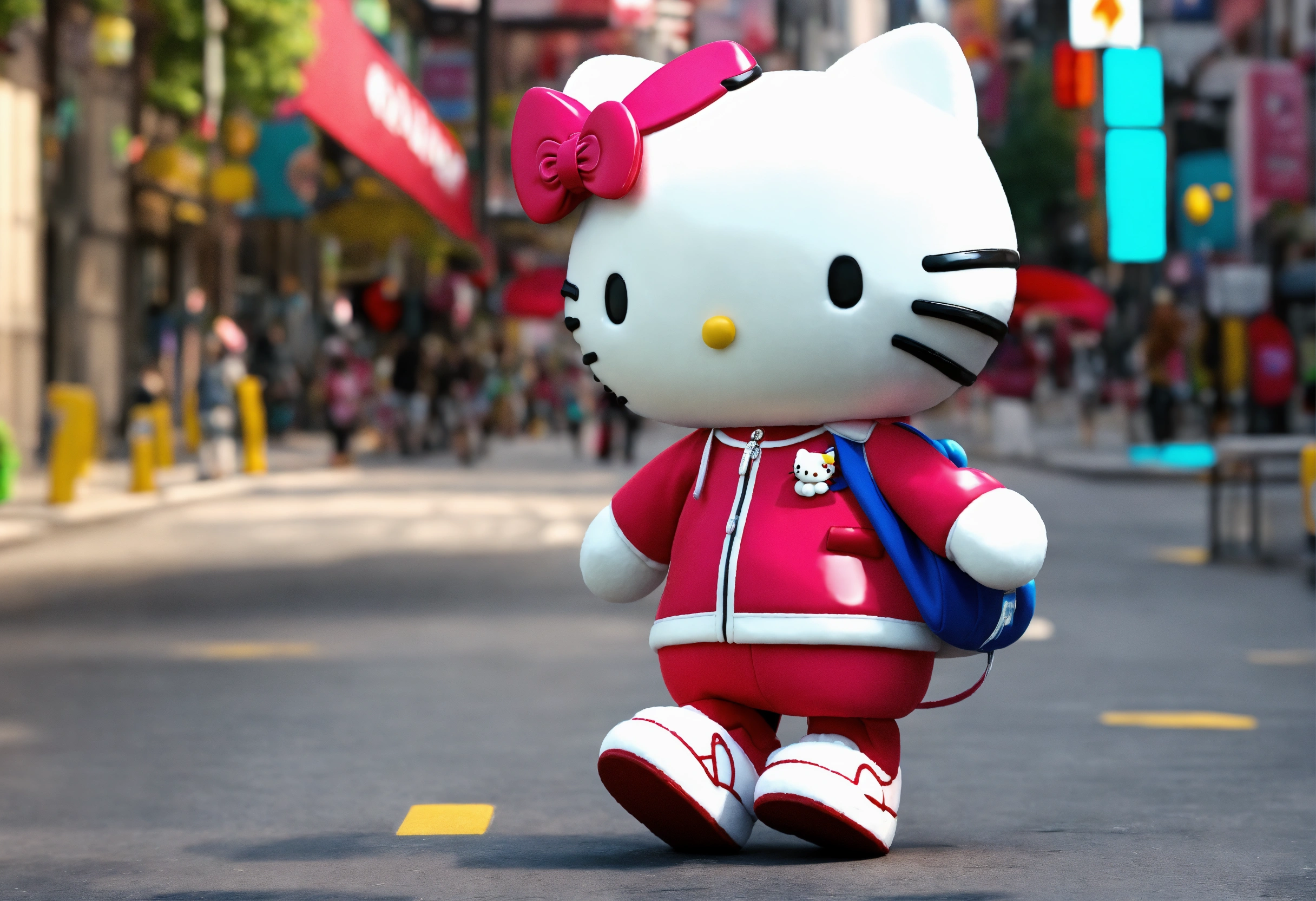 Lexica - 3d animation of hello kitty as a street walker