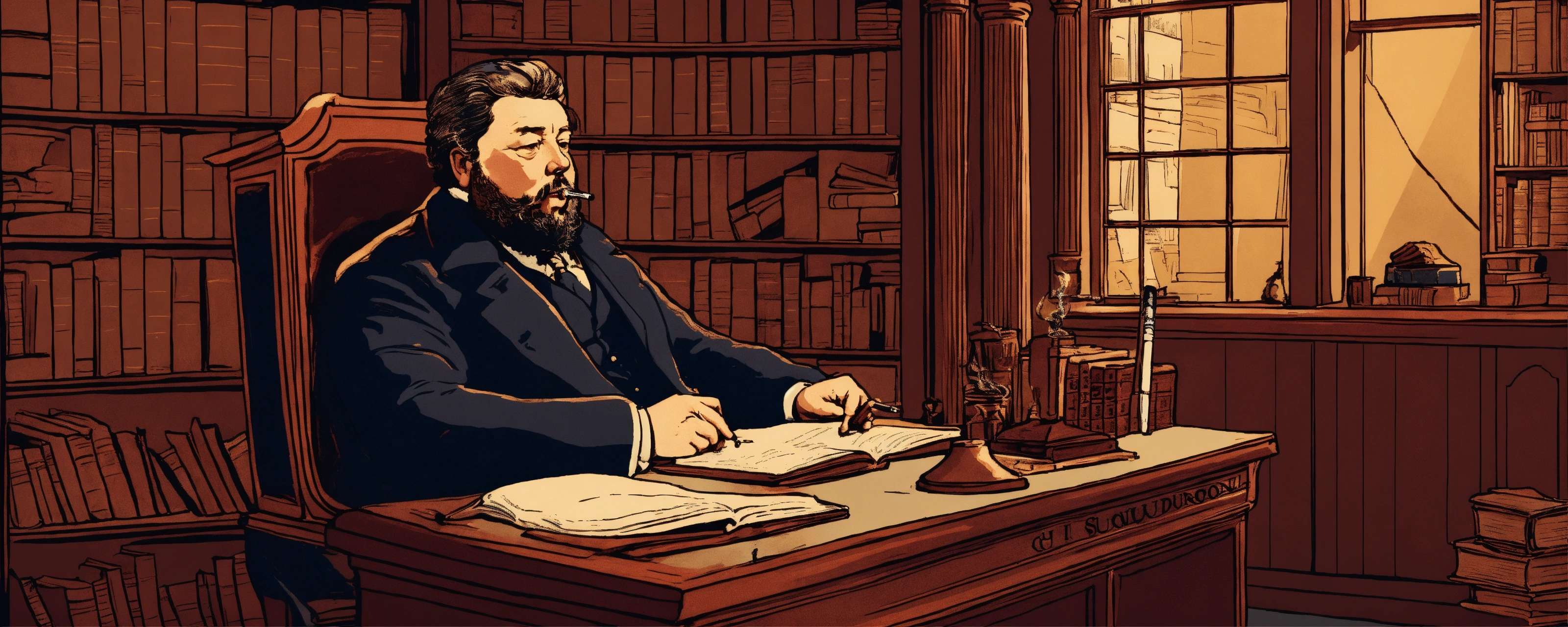 Lexica - Charles Spurgeon, ink illustration style. He's depicted ...