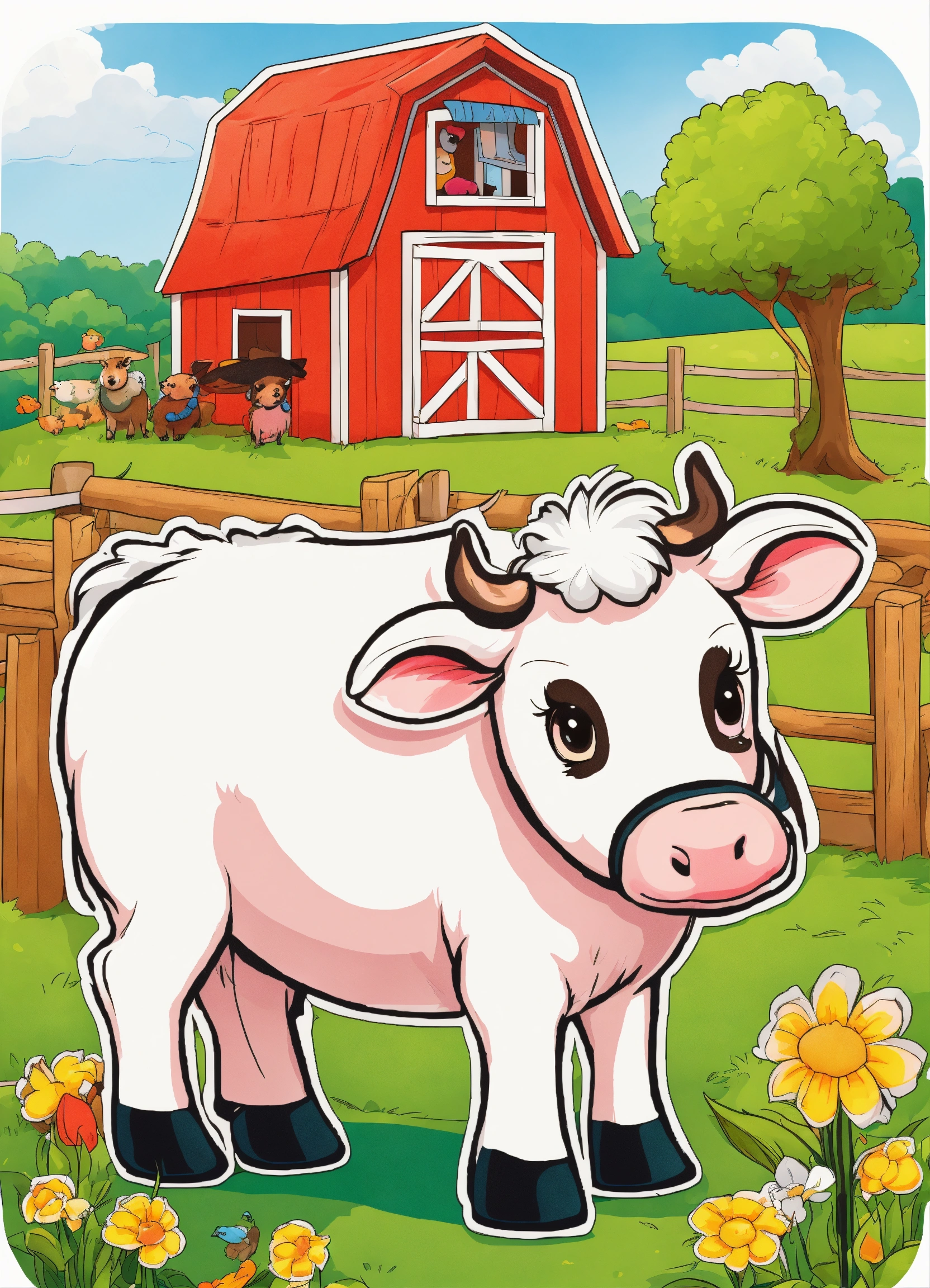 Lexica - Generate a cute FARM ANIMALS, super eye-catching illustration ...