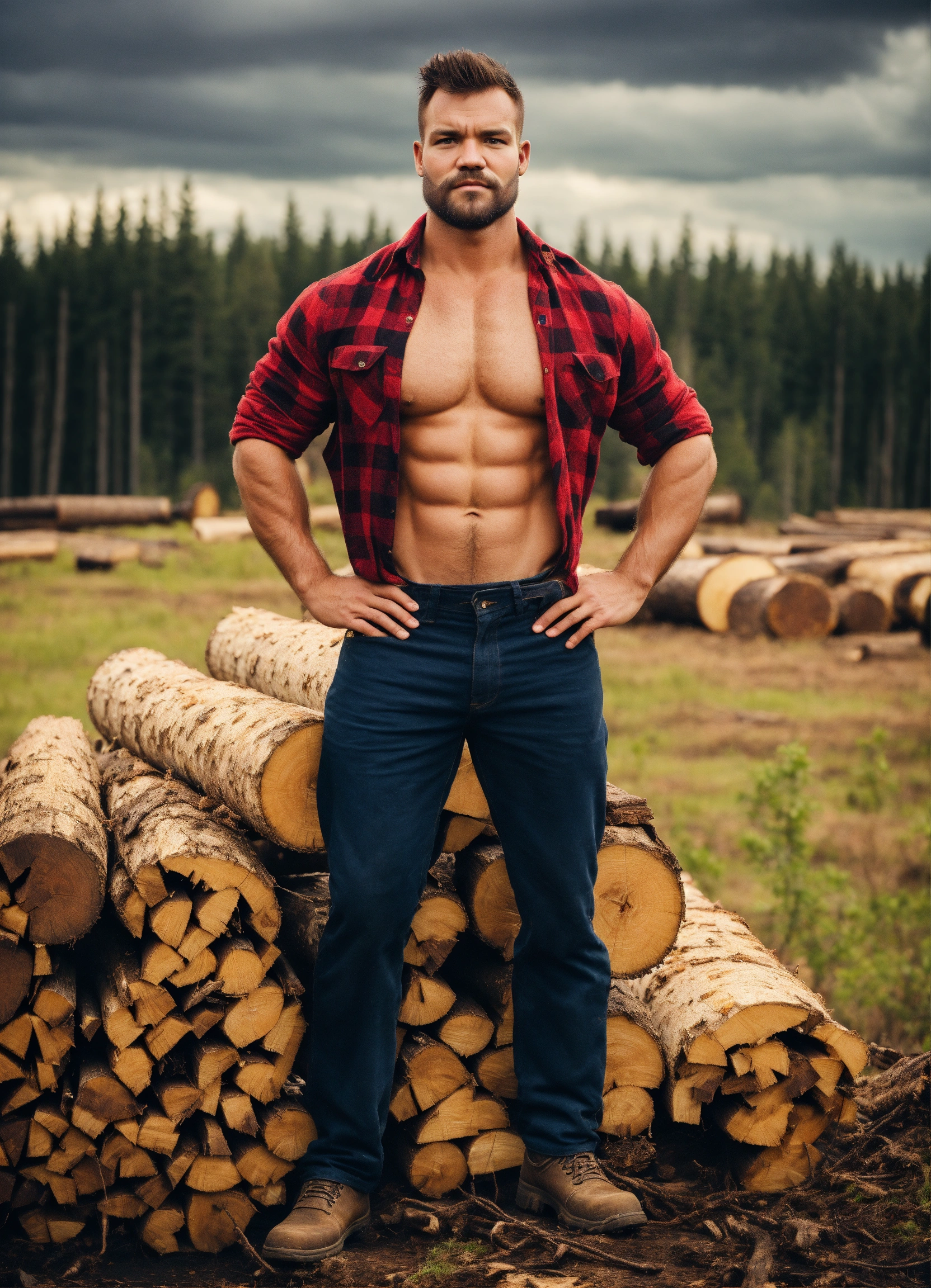 Lexica - Strong lumberjack. He is brawny and robust.