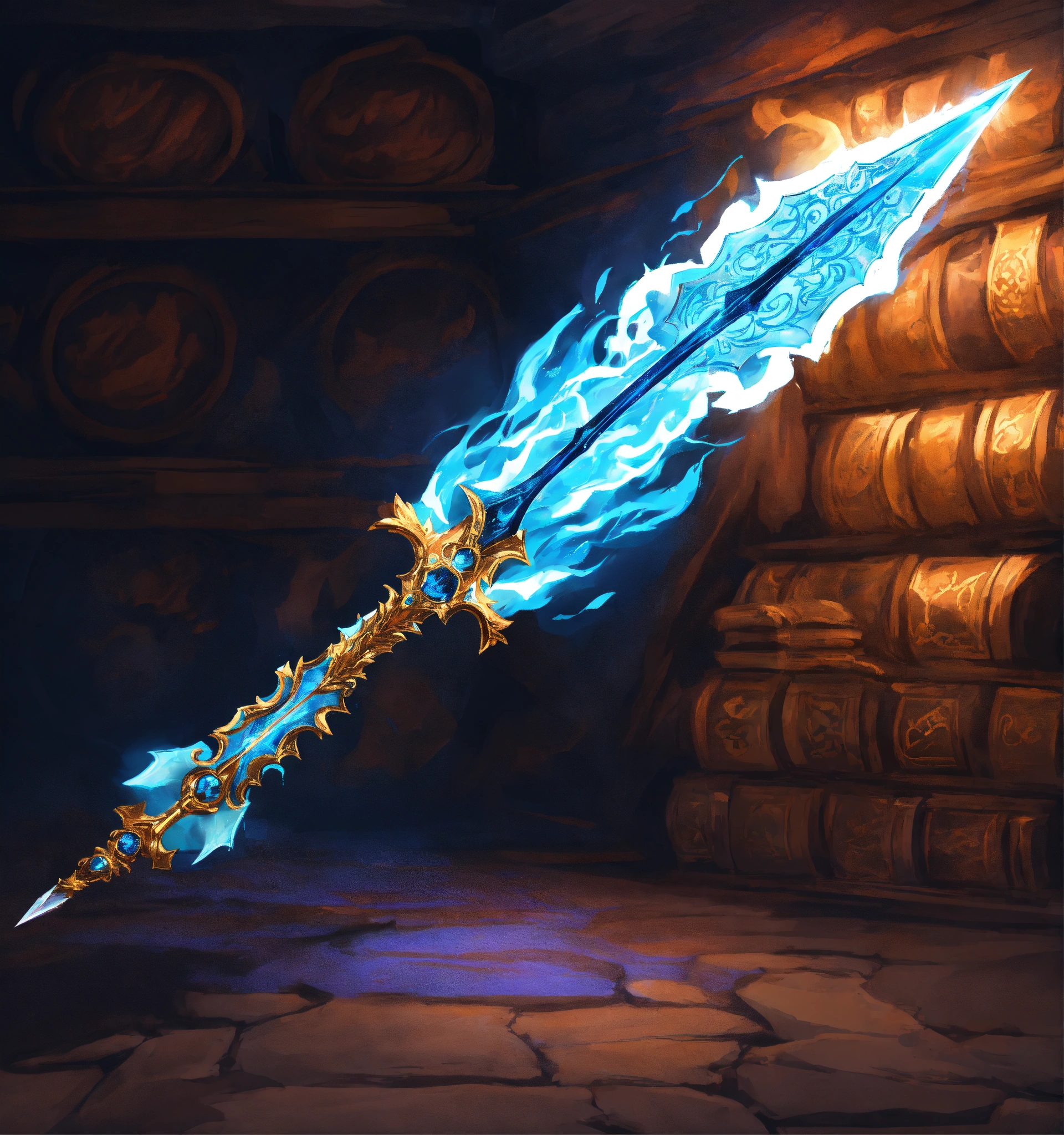 Lexica - A magic draconic blade made of azure flames.